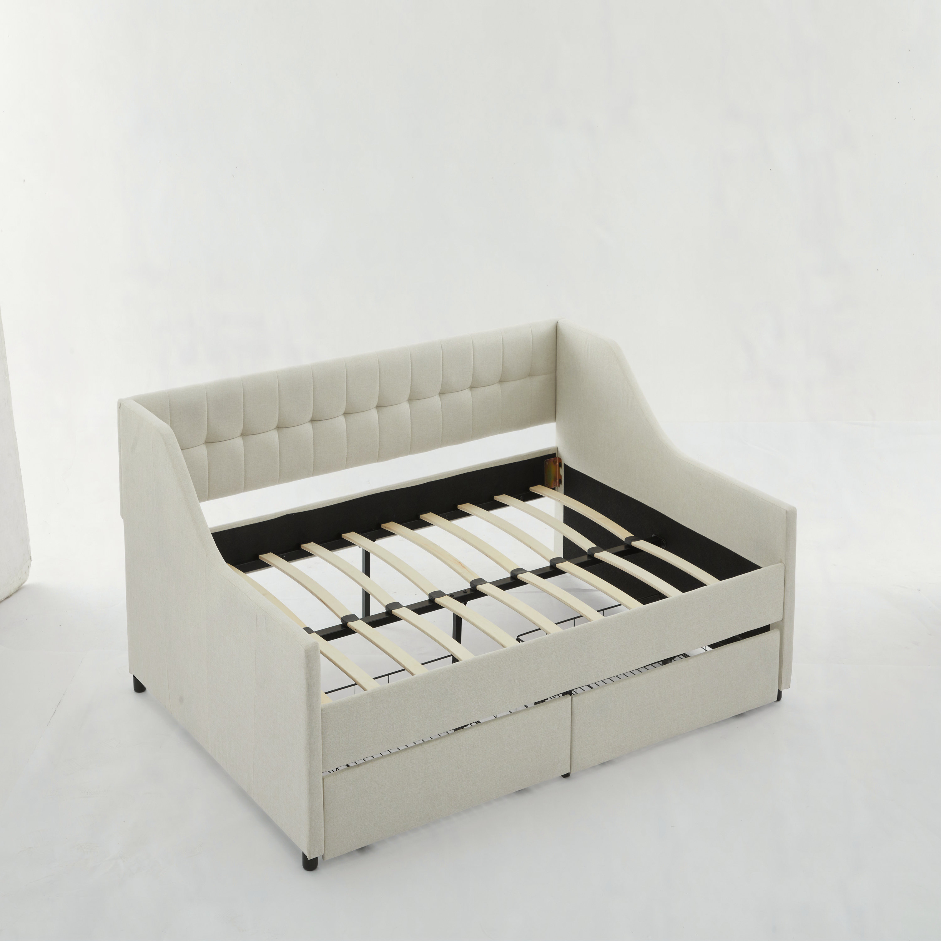 Mercer41 Daybed Corner Bed Sofa Bed with Drawers Velvet Upholstered ...