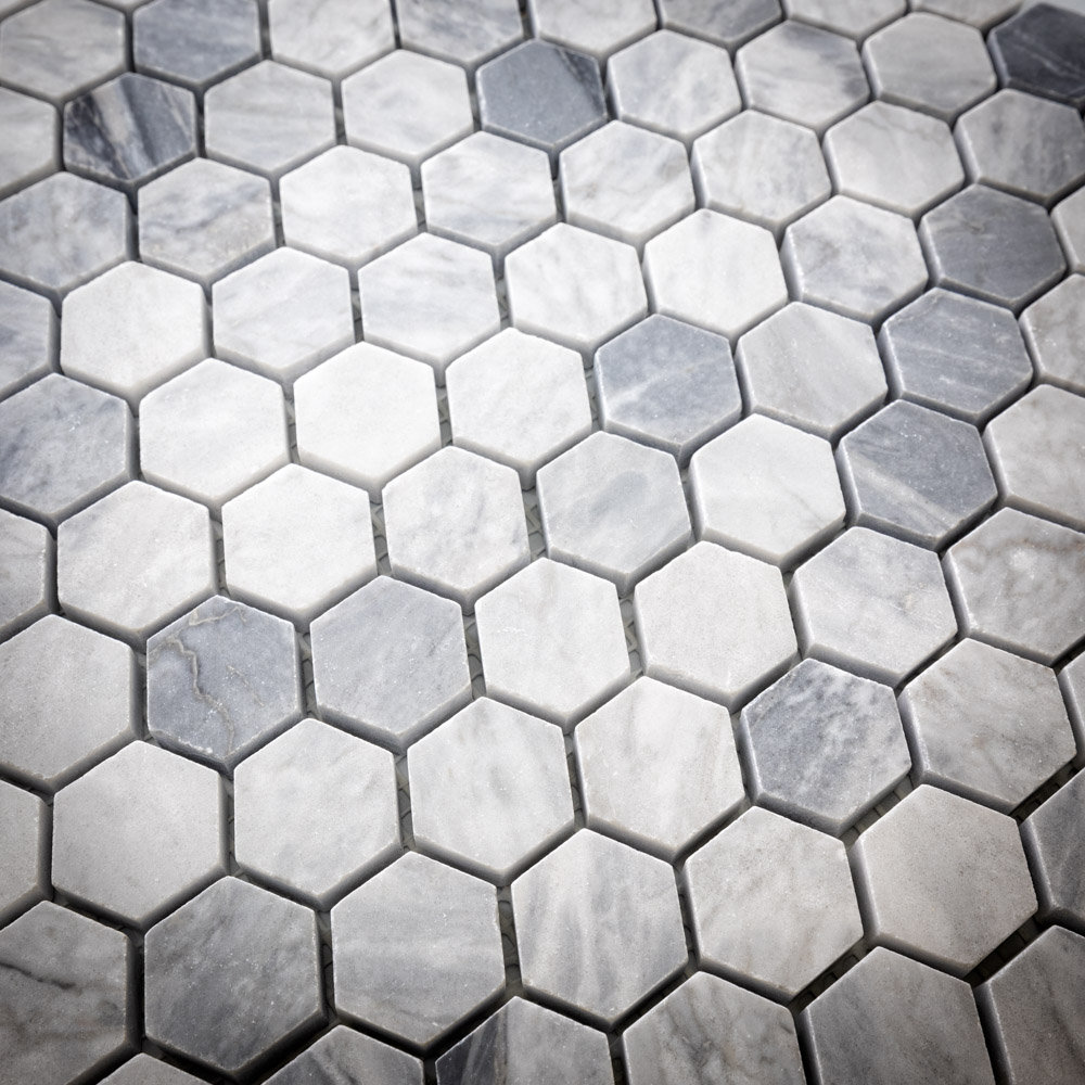 Medici & Co. Bardiglio 1" x 1" Marble Honeycomb Mosaic Wall & Floor ...