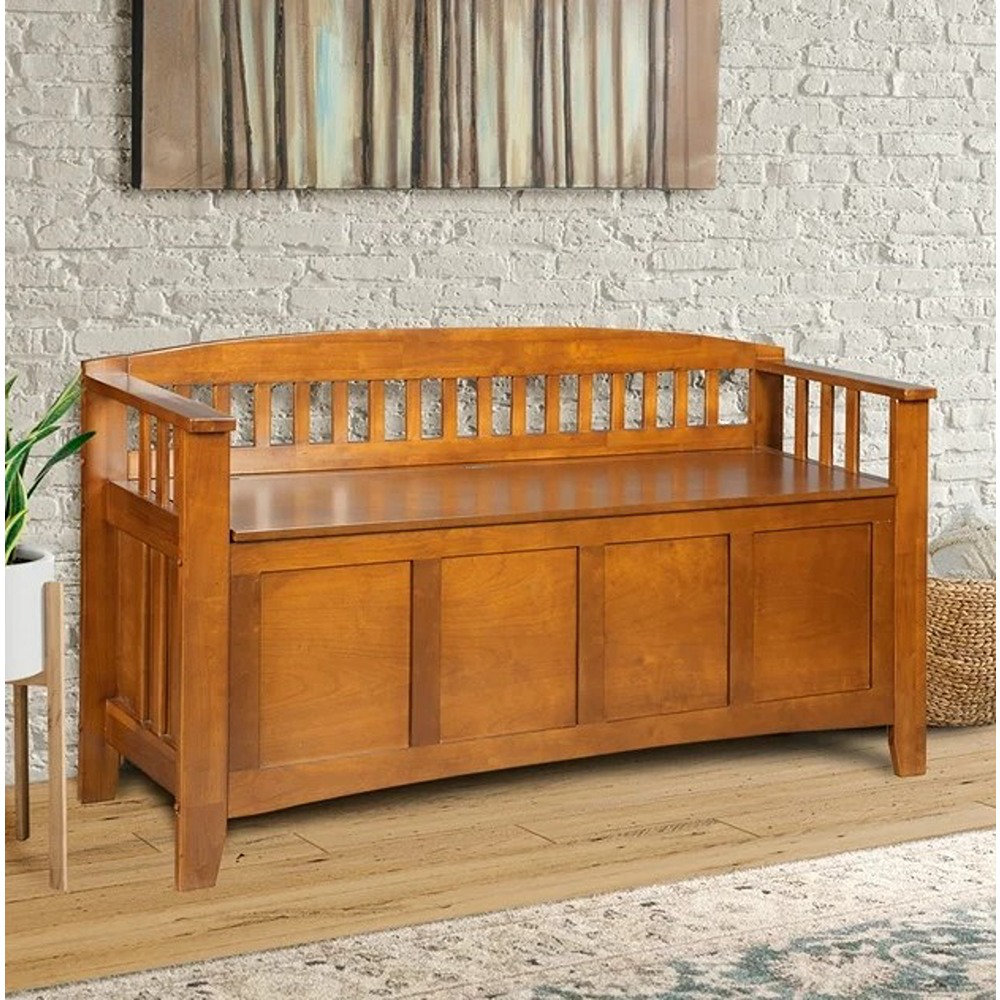 American Furniture Classics Gun Concealment Wood Flip Top Storage Bench ...