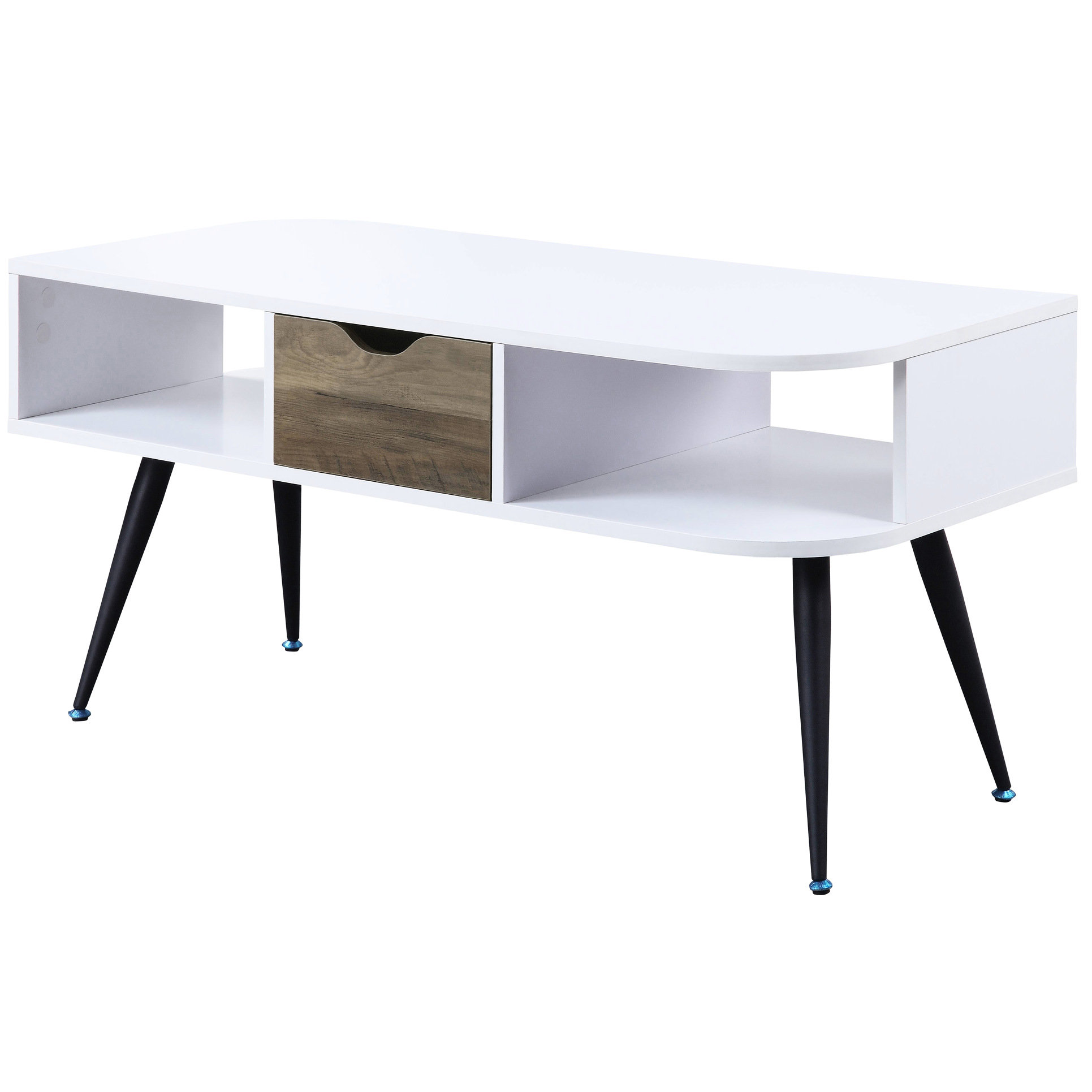 Wrought Studio Contemporary White And Black Coffee Table With Drawer ...