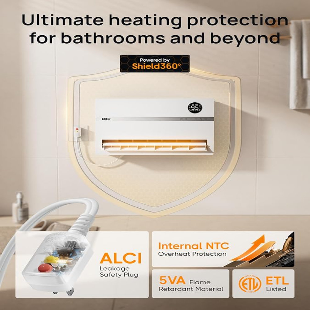 BUILTCO Dreo Wall Heater For Bathroom, Smart Space Heaters With ALCI ...