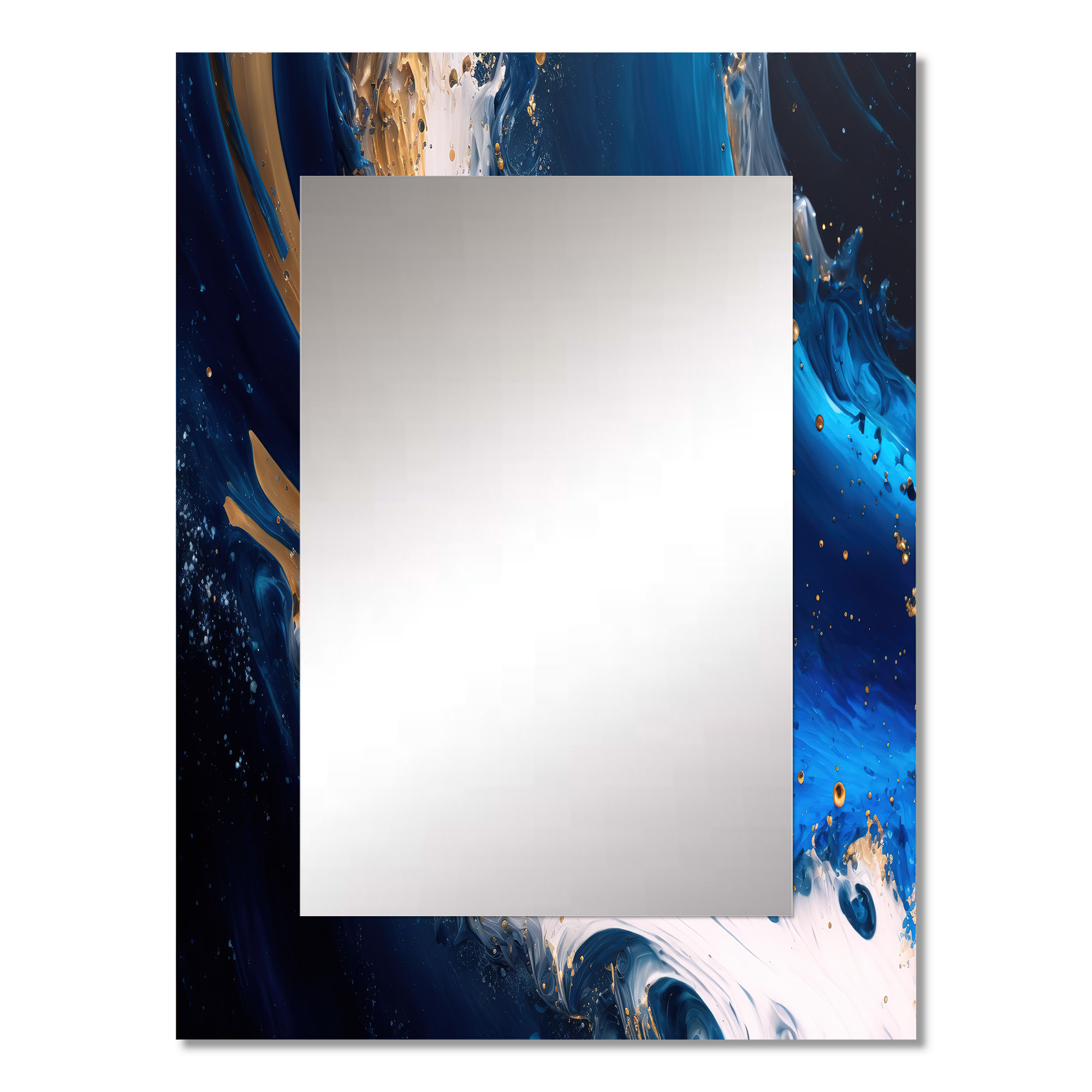 East Urban Home Ice Paint Splash III - Blue Modern Wall Mirror | Wayfair