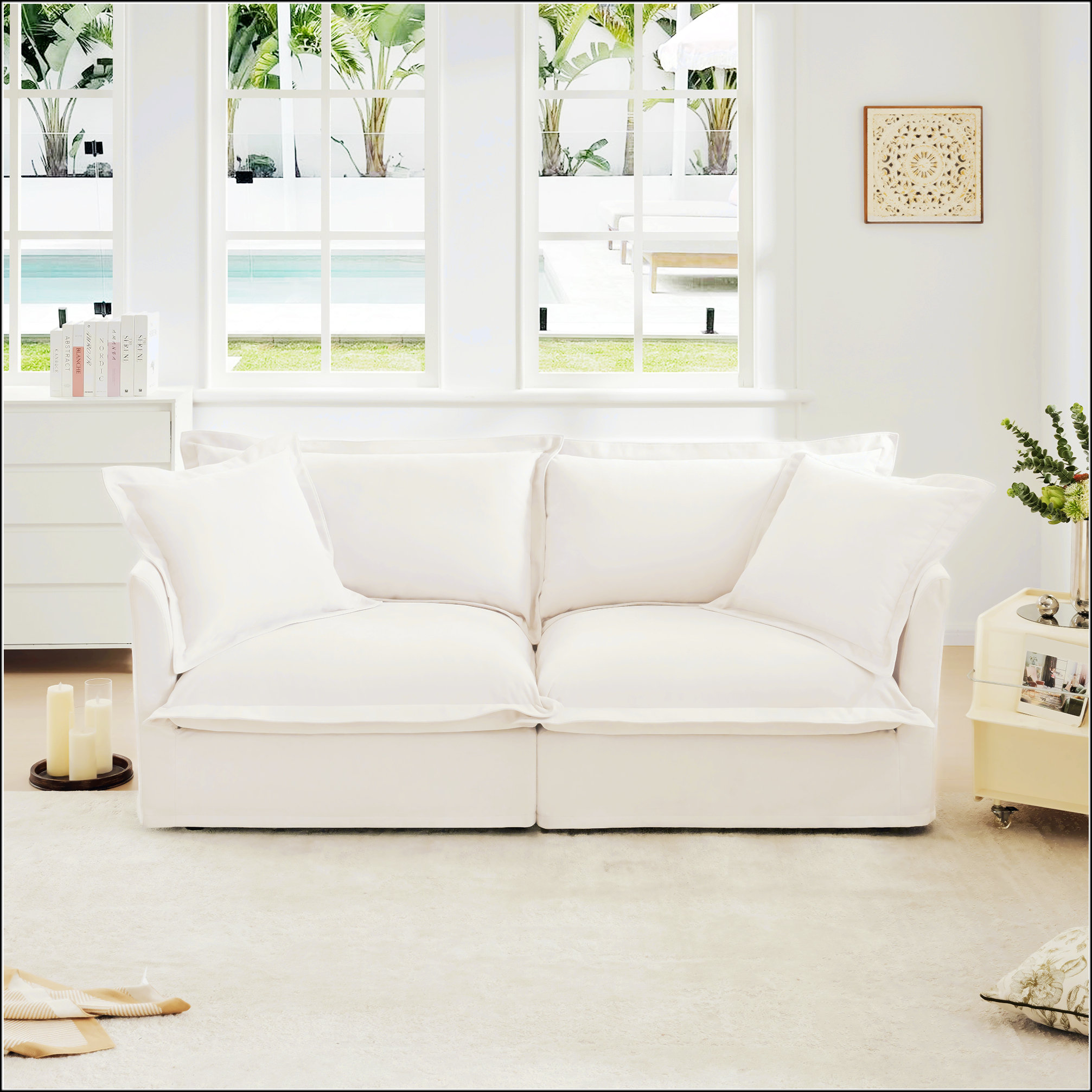 Latitude Run® Modern Slipcovered 2-Seat Sofa Couches | Wayfair