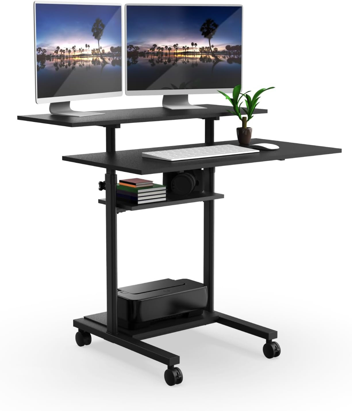 Inbox Zero Mount-It! Adjustable Height Mobile Desk Workstation With ...