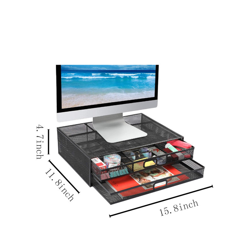 Inbox Zero Metal Stackable Monitor Stand with Drawers & Reviews | Wayfair