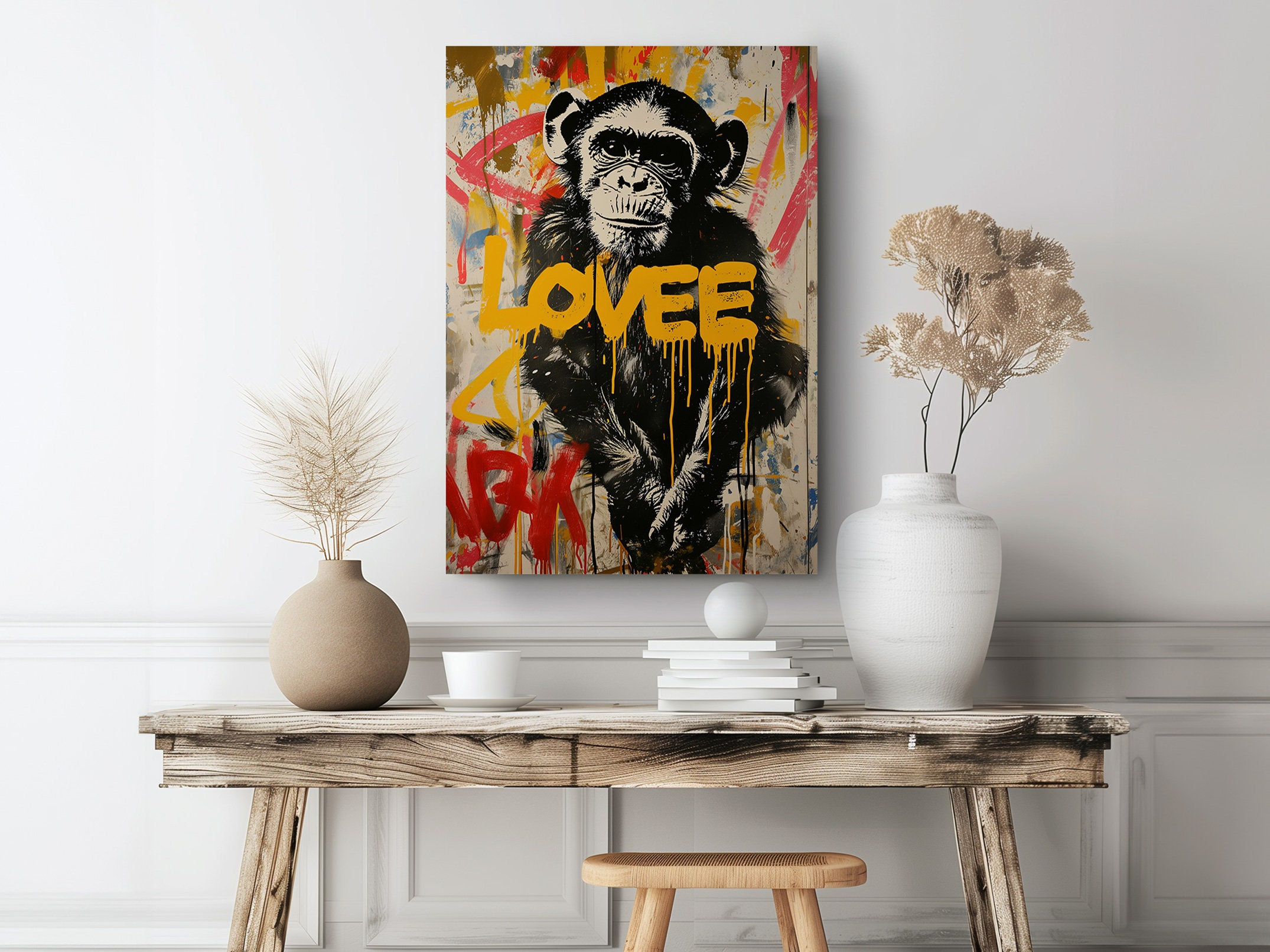 Trinx Miserable Monkey In Love Wall Art Home Canvas Prints Wall Art For ...