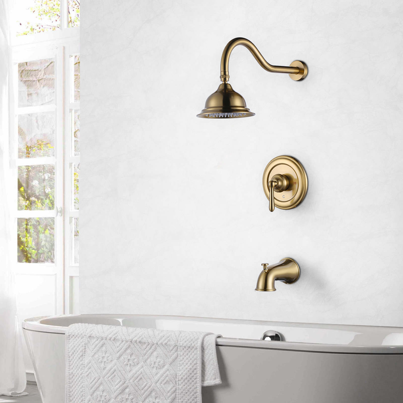 AVITAS Pressure Balance Shower System 1.8 GPM Shower Faucet With Tub ...