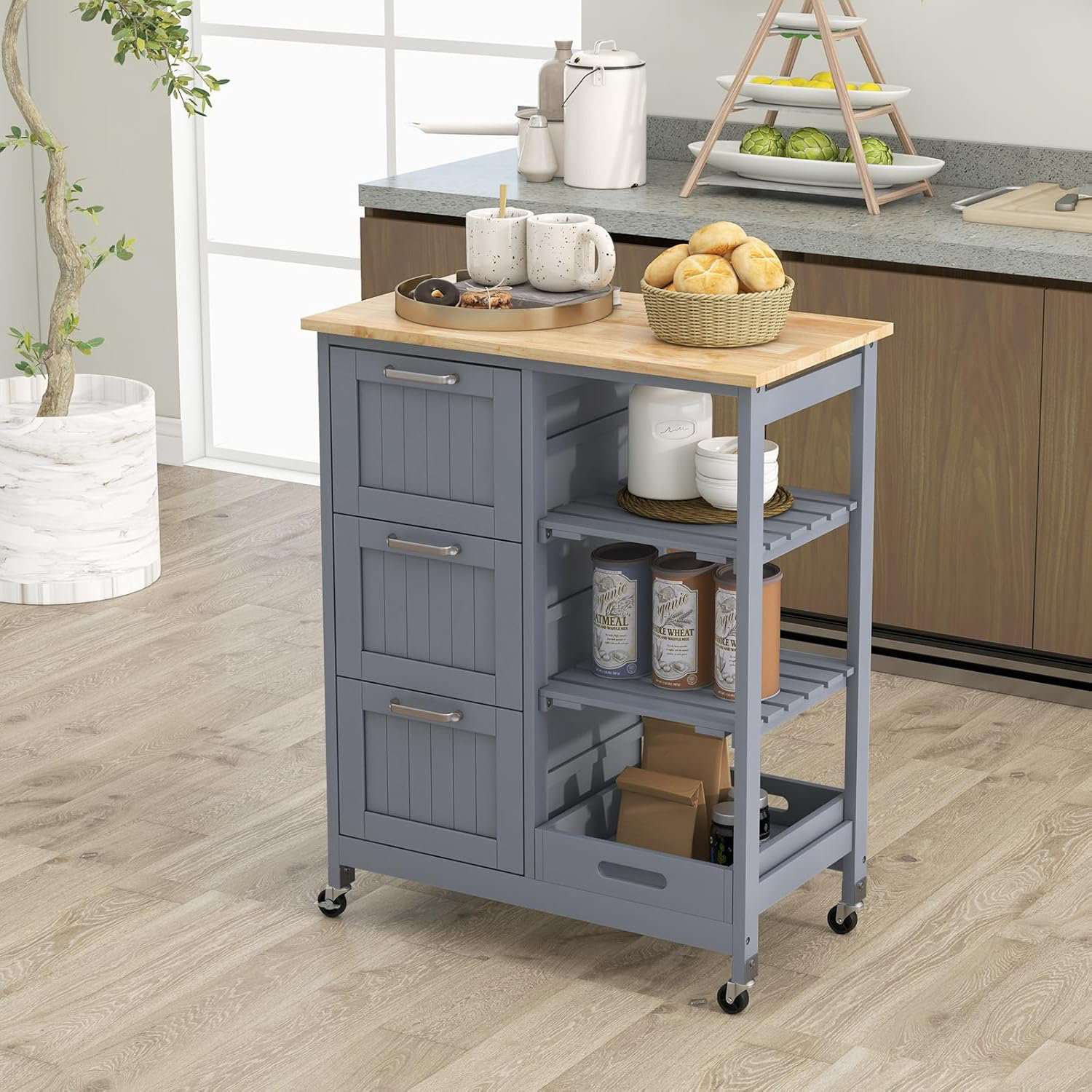 Lark Manor™ Kitchen Island Cart on Wheels with Storage, Versatile ...