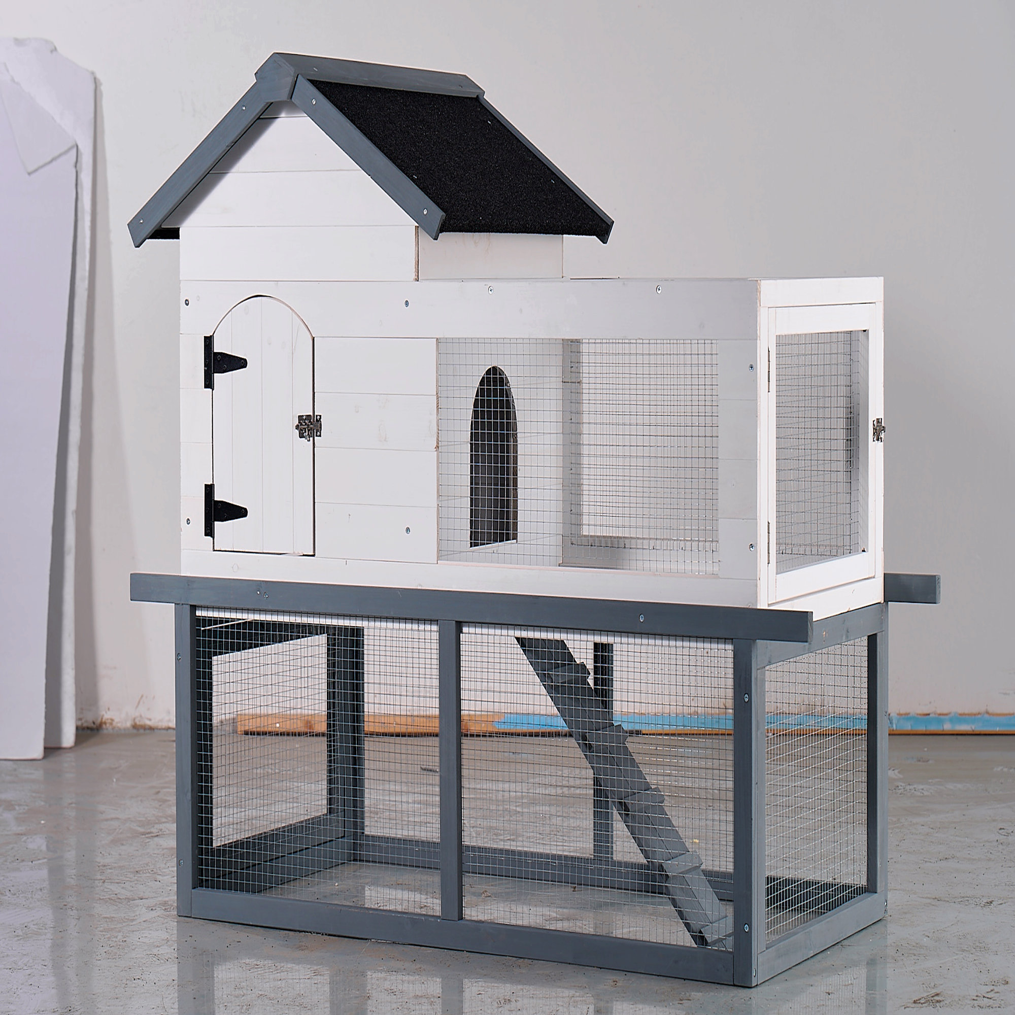 Ophelia & Co. 53-Inch Double-Tier Wooden Outdoor/Indoor Waterproof Chicken Coop And Rabbit Hutch ...