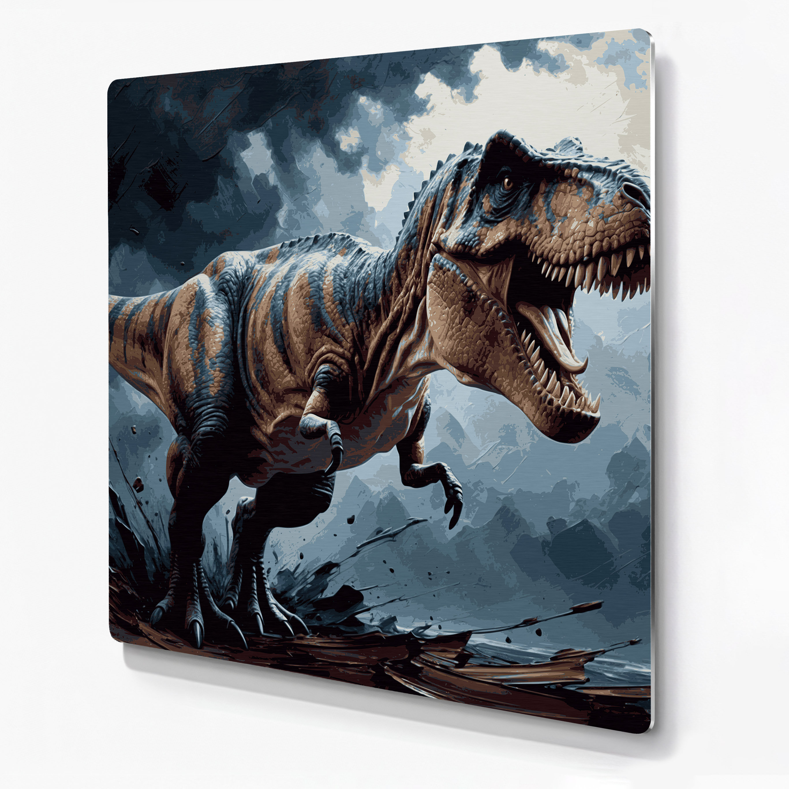 Orren Ellis Dinosaur Tyrannosaurus Rex Gray Metal Wall Art | Wayfair