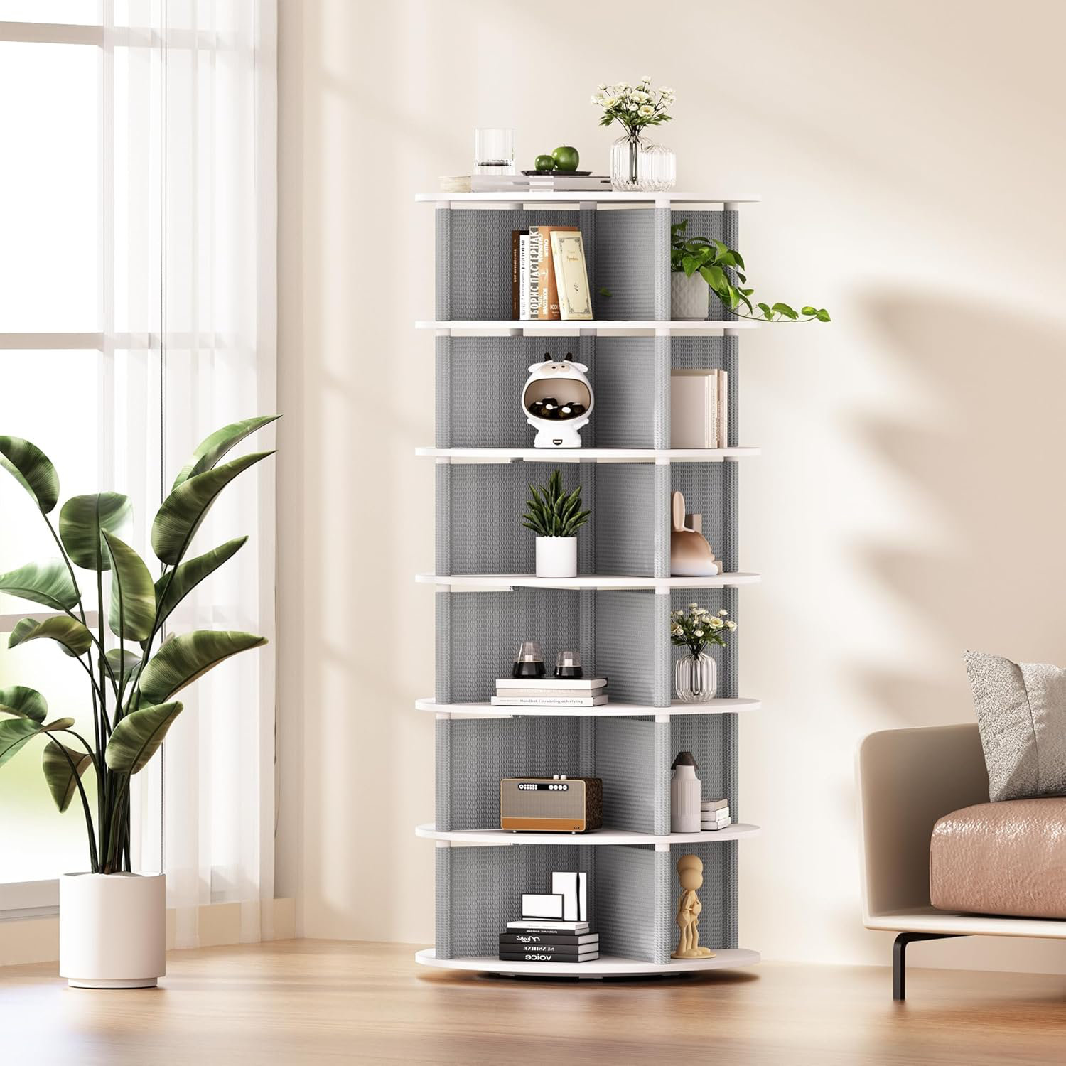 Rebrilliant 360° Rotating Shoe Rack Tower, 6-Tier Revolving Shoe ...