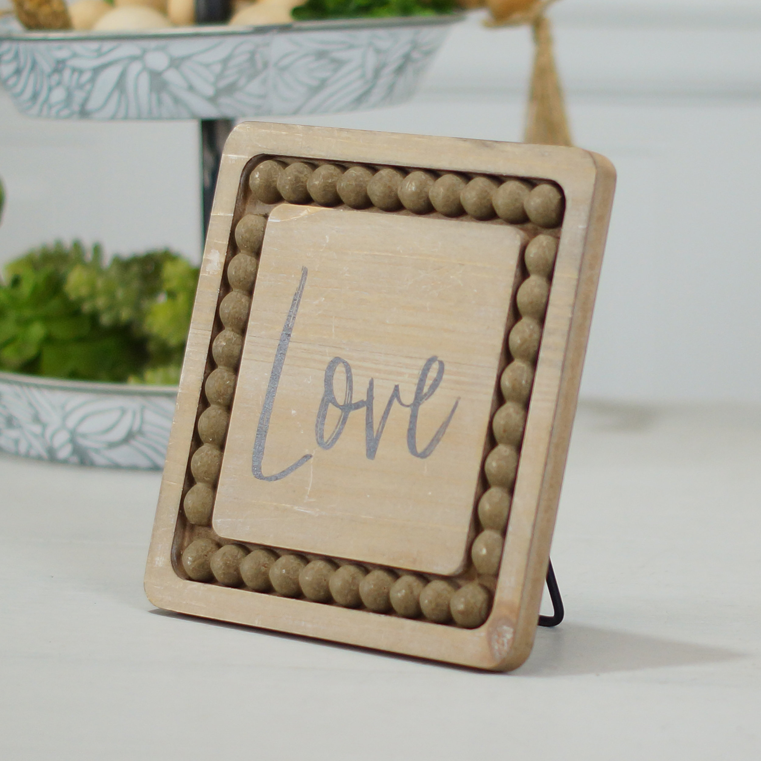 Bungalow Rose VIP Wood 8 in. Beige Love Sign | Wayfair