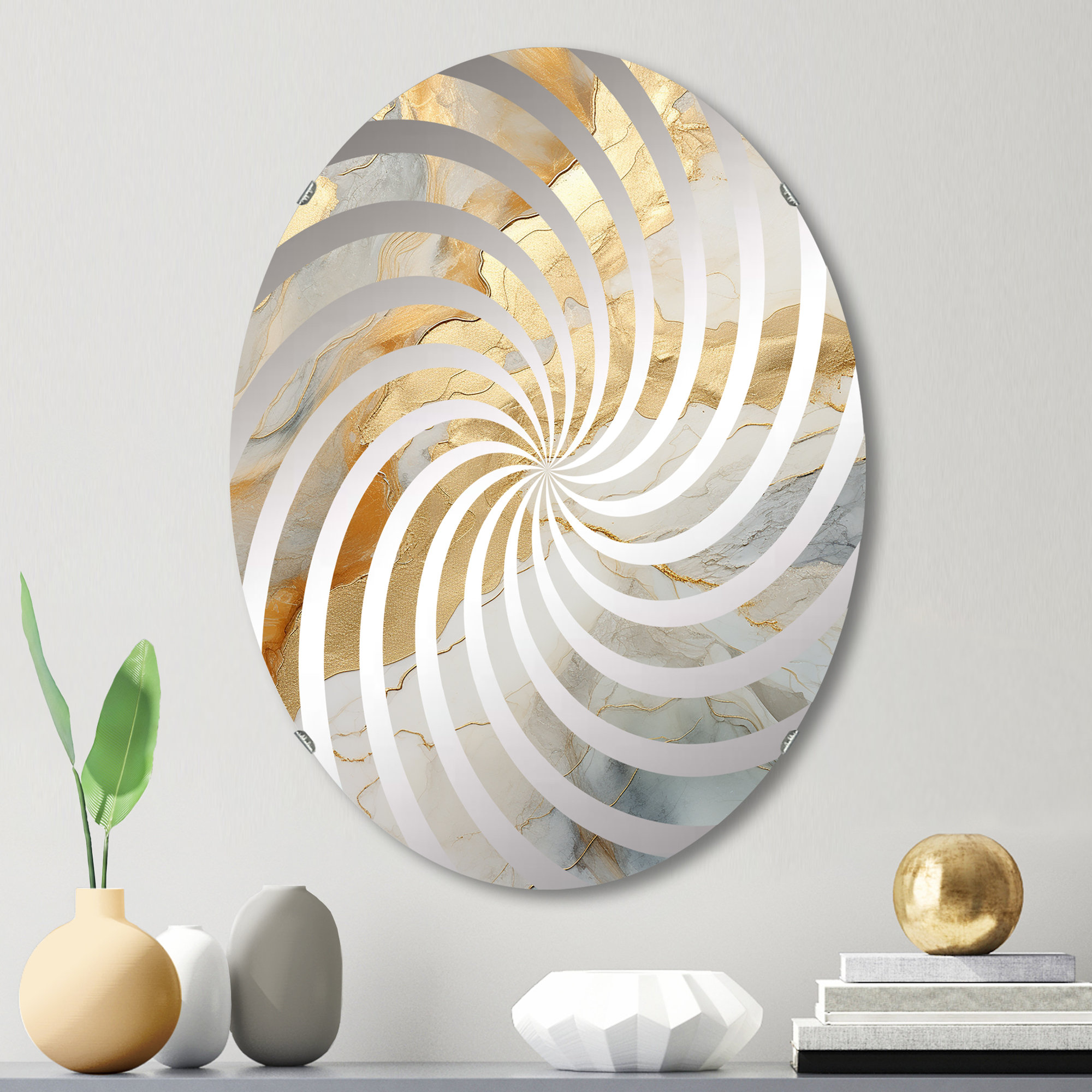 East Urban Home Beige And Gold Glacier Stone Art - Vortex Decorative ...