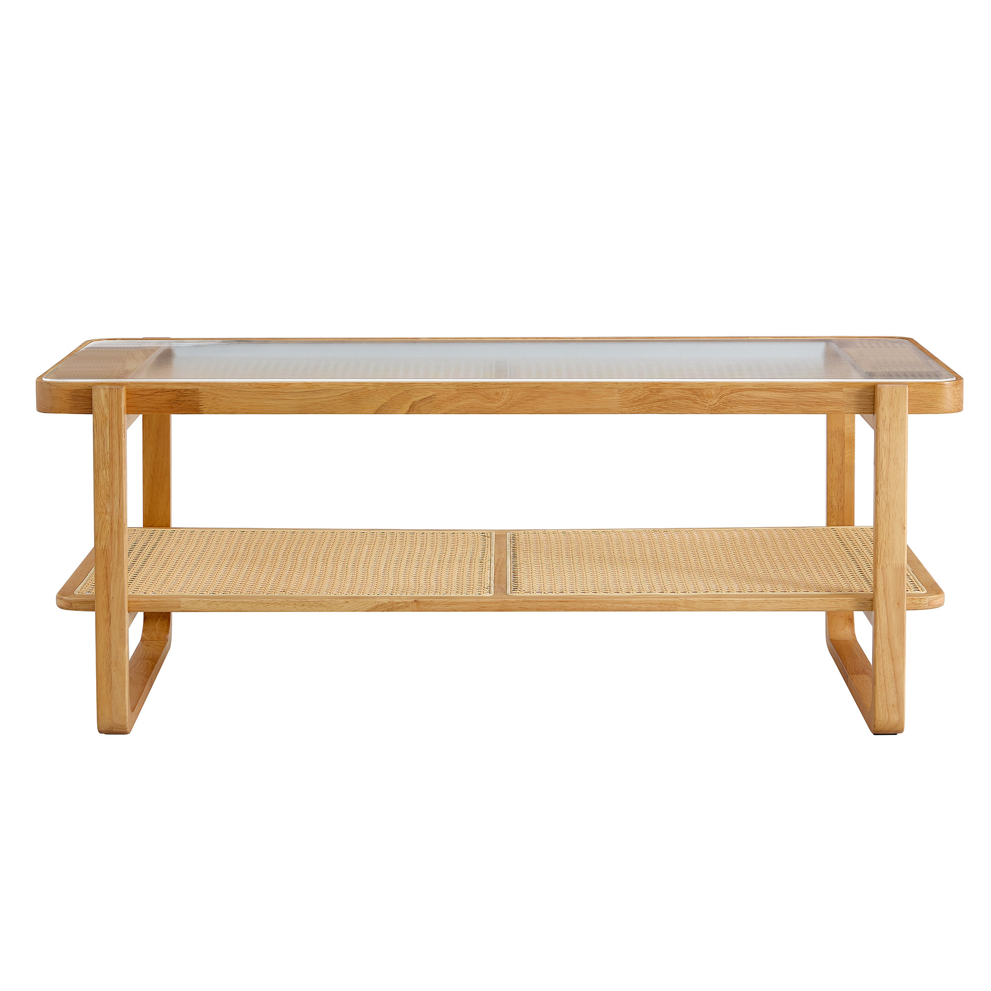 Corrigan Studio® Elegant Modern Double-layer Solid Wood Glass End Table ...