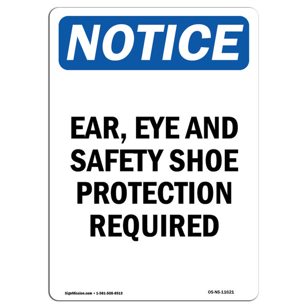 SignMission Ear Eye and Safety Shoe Protection Sign | Wayfair
