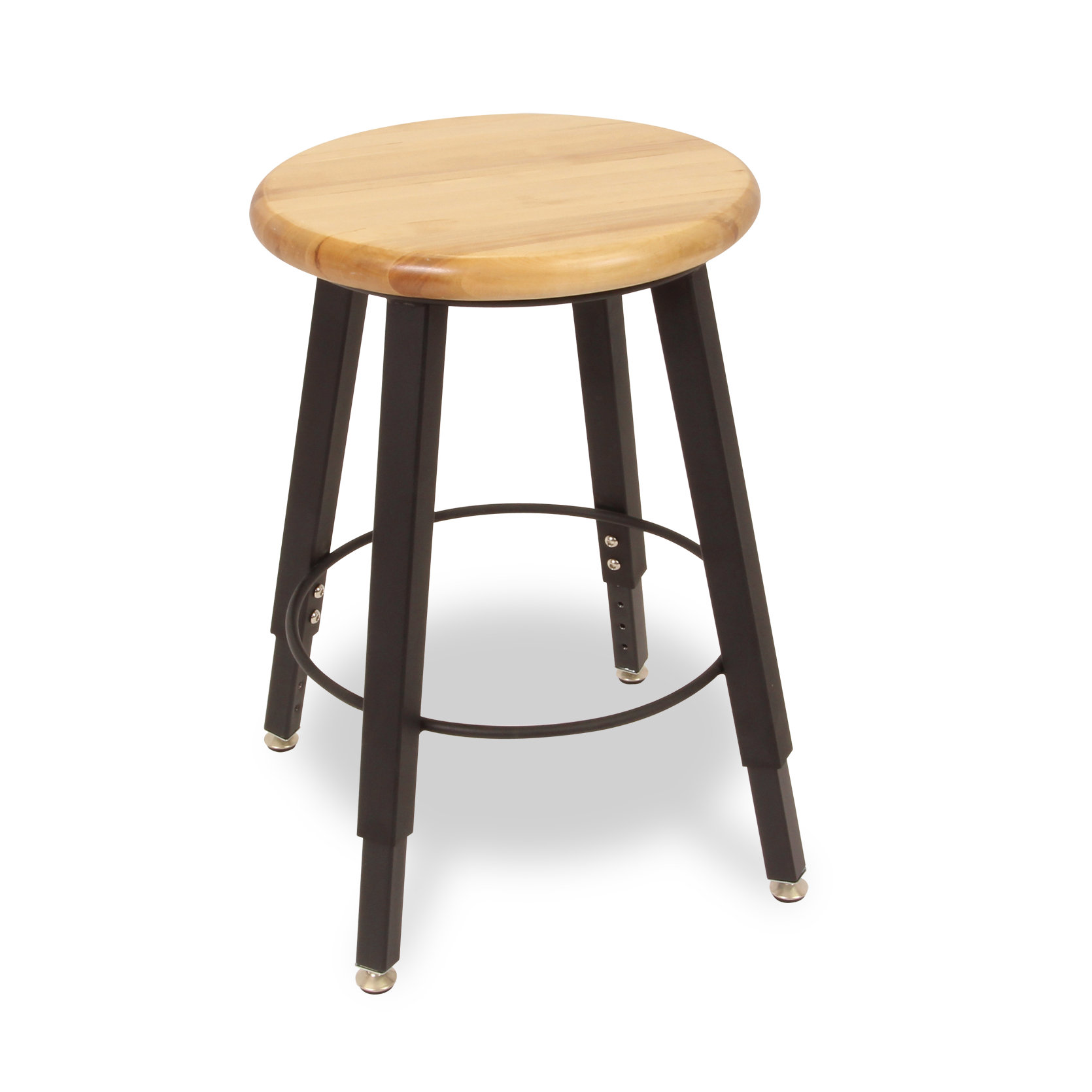 Winston Porter Nikhel Adjustable Height Round Hardwood Seat 4 Leg Stool ...