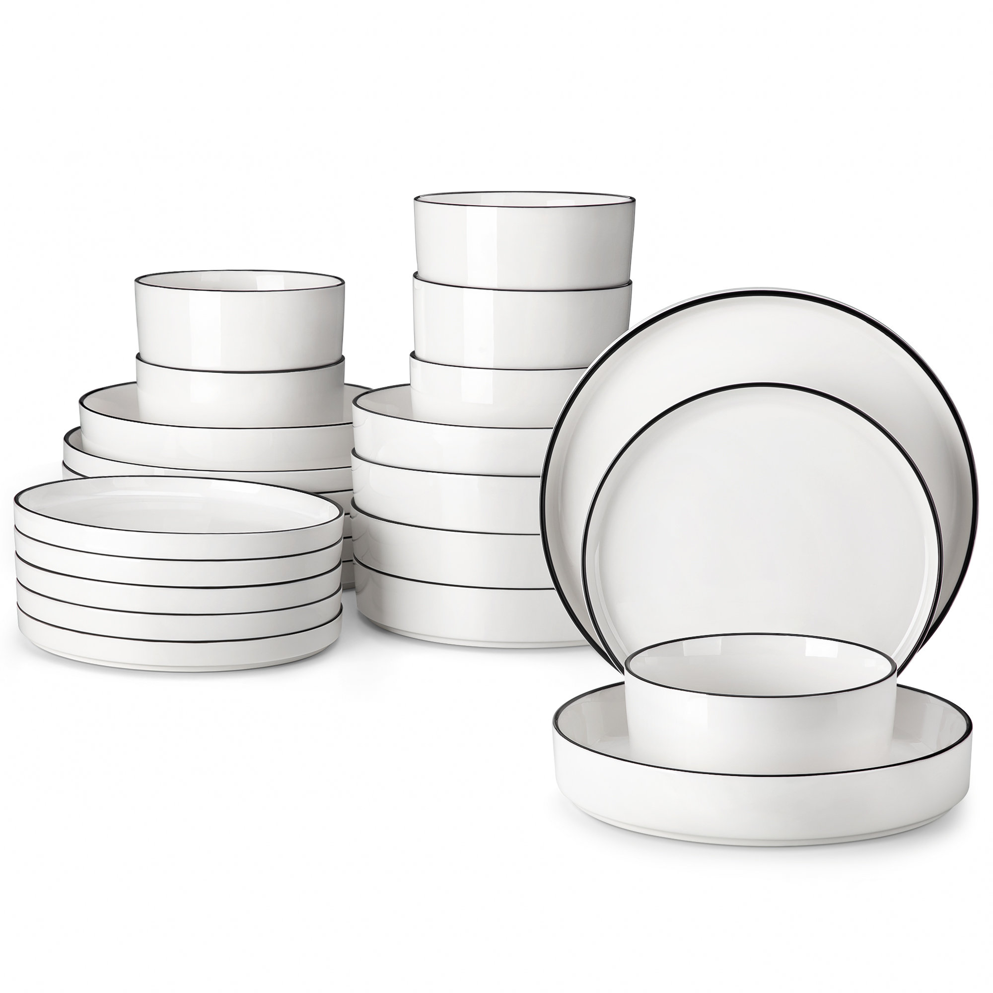 Vancasso 24 Pieces Premium Porcelain Modern Dinnerware Set, Service For ...