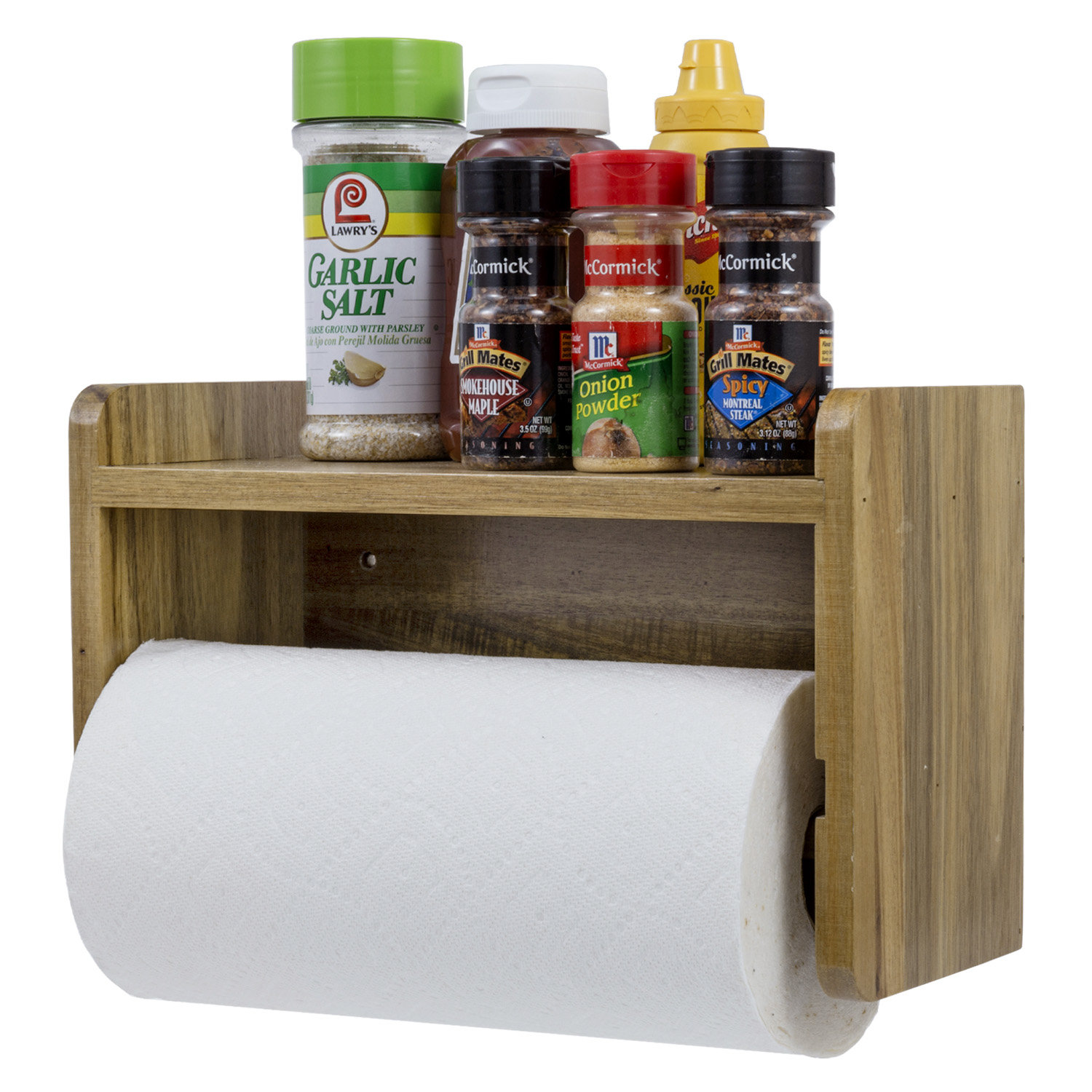 Millwood Pines Wall Mounted Kitchen Paper Towel Holder with Top Shelf ...