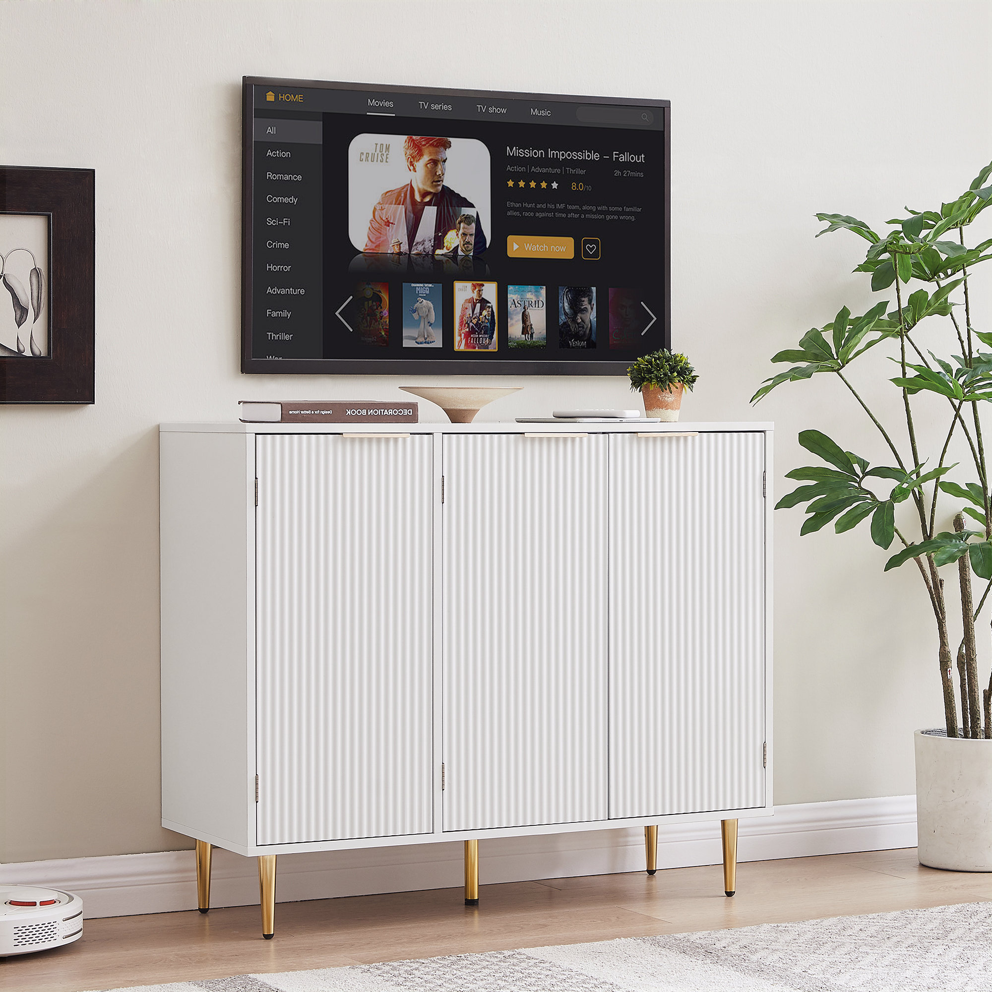 Latitude Run® Storage cabinet wave pattern with three doors | Wayfair