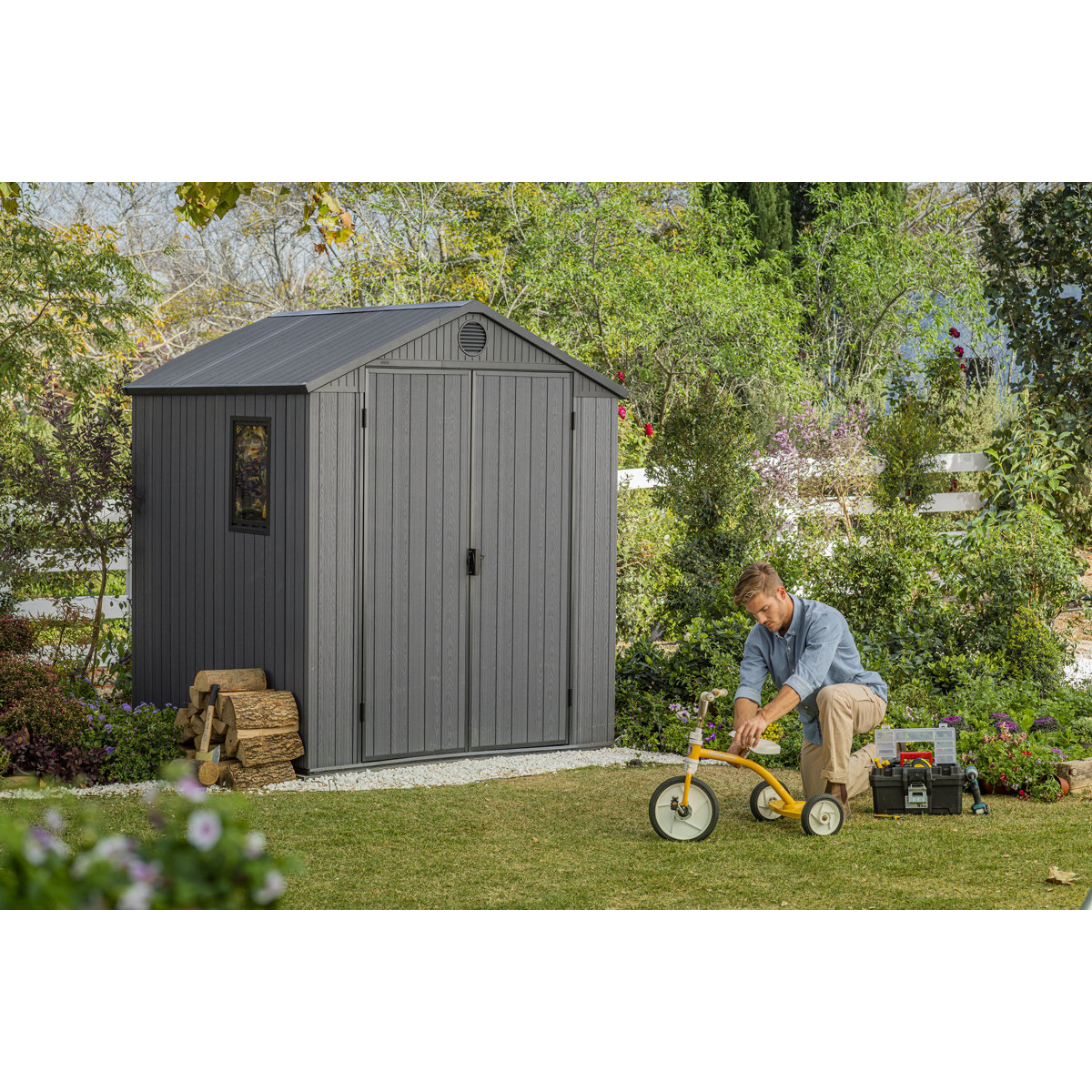Keter Darwin 6x6 ft. Durable Resin Outdoor Storage Shed With Floor and ...