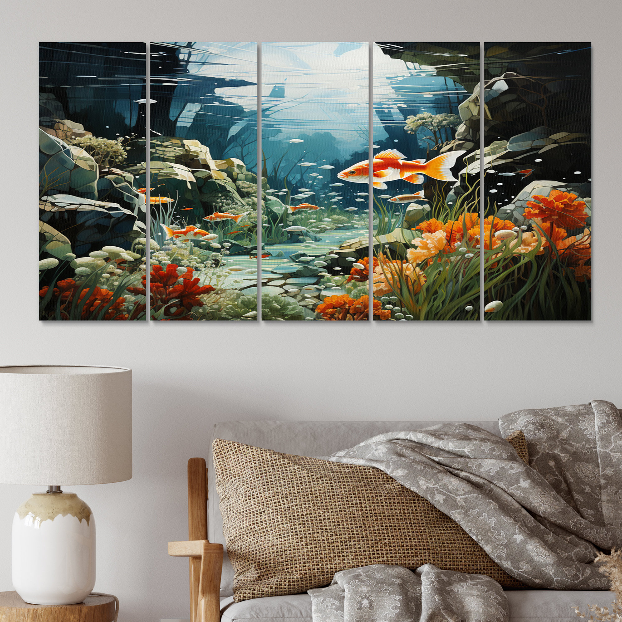 Design Art Aquariums Aquatic Assemblage An - Nautical & Beach Canvas ...
