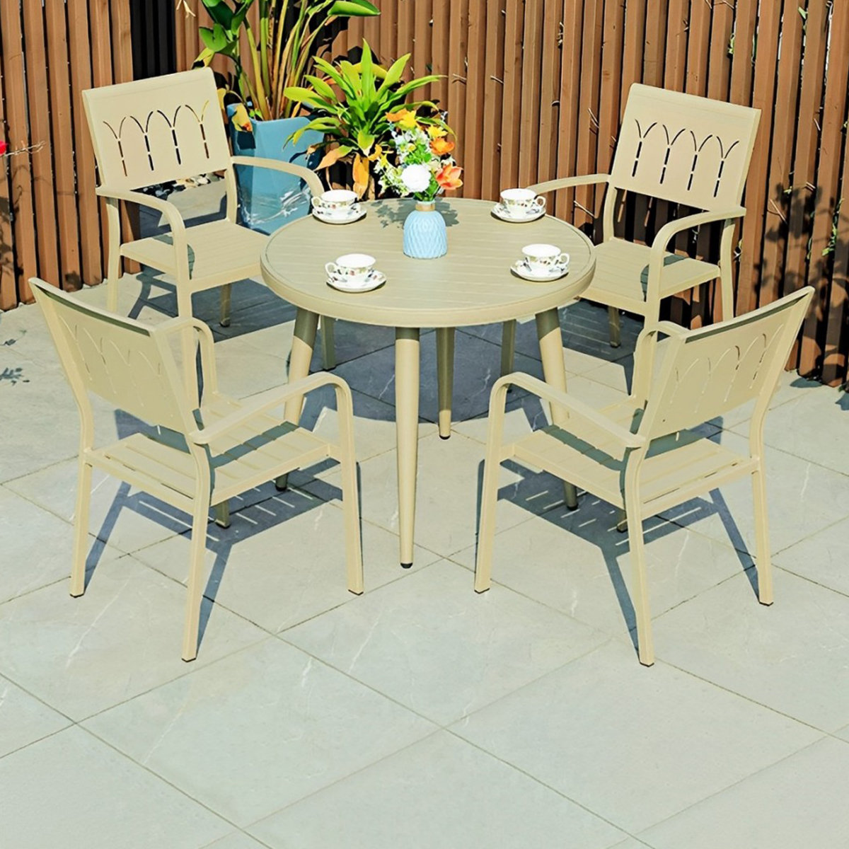 Hokku Designs Aluminum alloy patio dining table and chair set - Wayfair ...