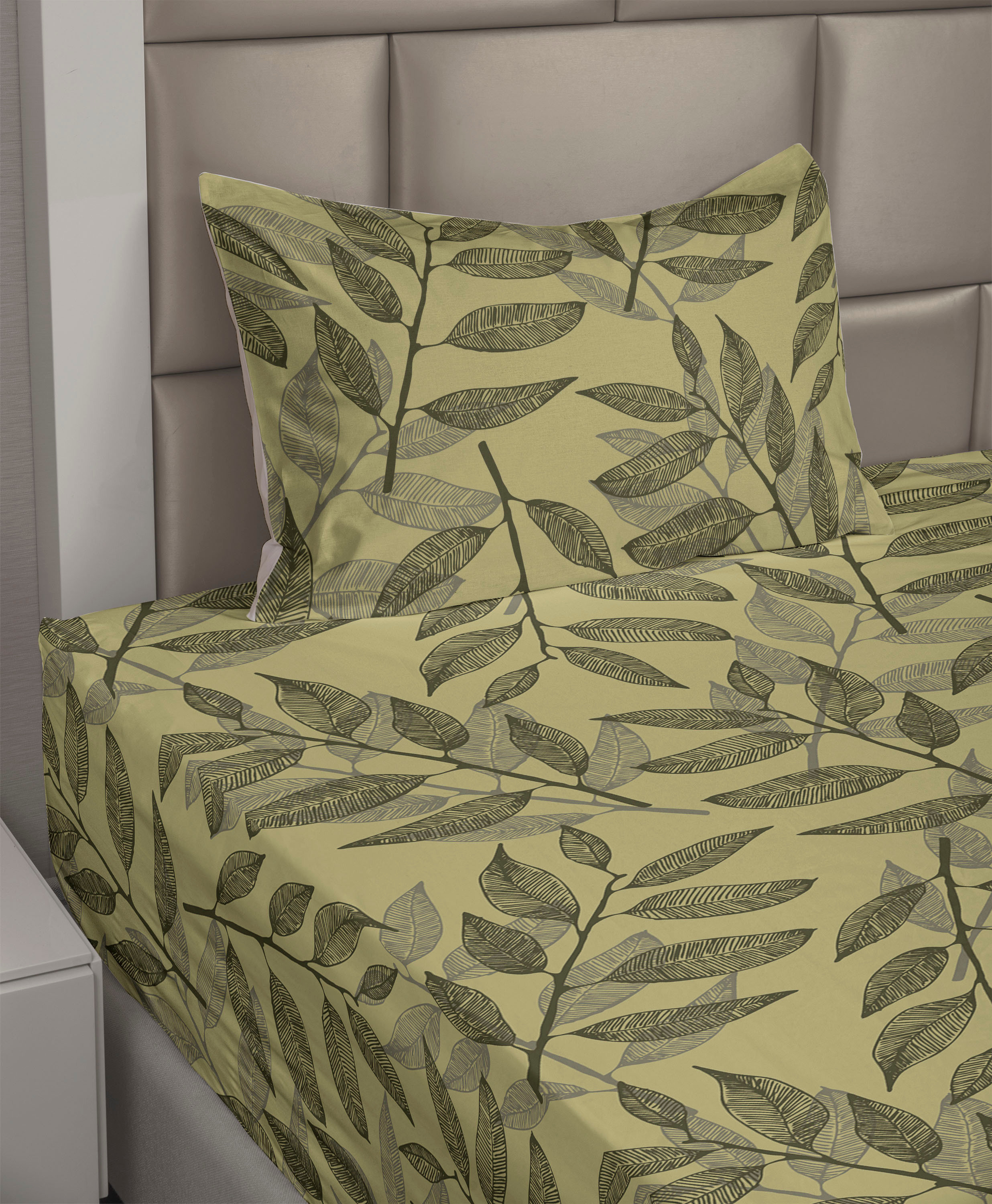 Ambesonne Autumn Leaves Sheet Set Falling Leafy Branch Apple Green Dark ...