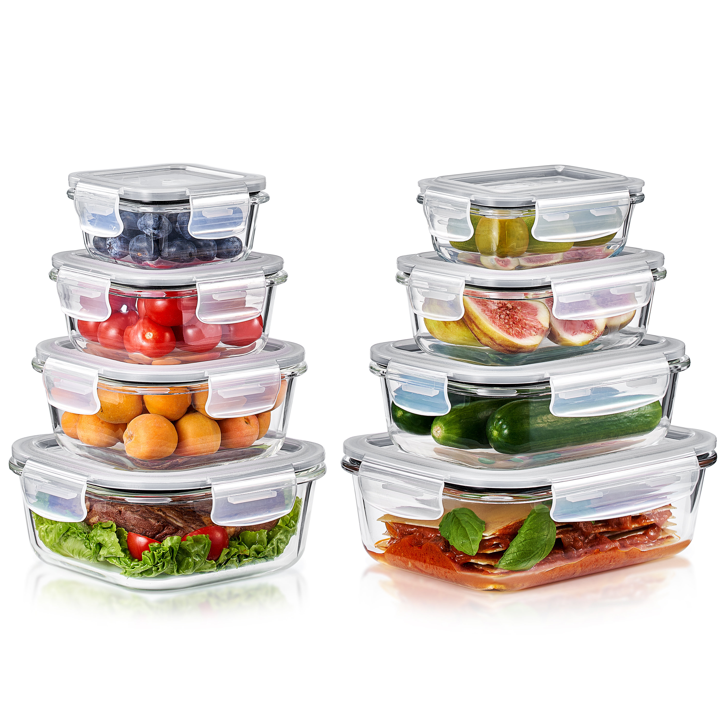 Rebrilliant 16-piece Glass Food Storage Containers With Lids - Airtight ...
