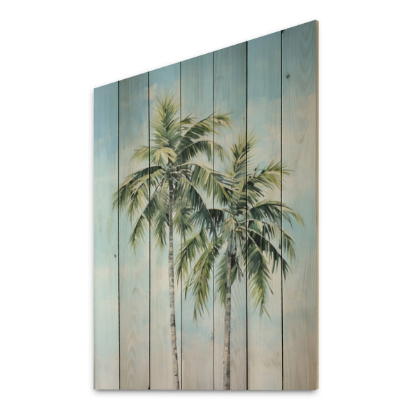 Bay Isle Home " Green Minimalims Palm Trees II " on Wood - Wayfair Canada
