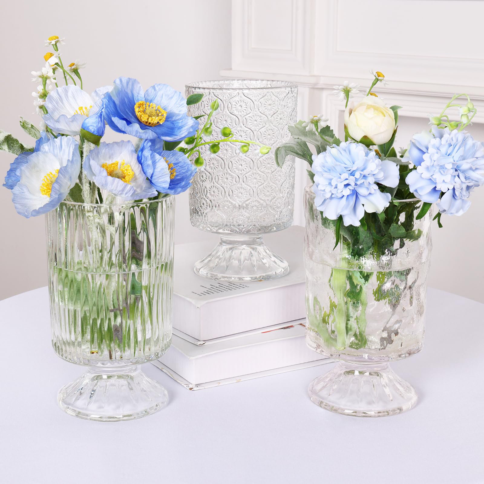Astoria Grand Vase Set Of Three Vintage Glass Vases, Relief Base Vases ...