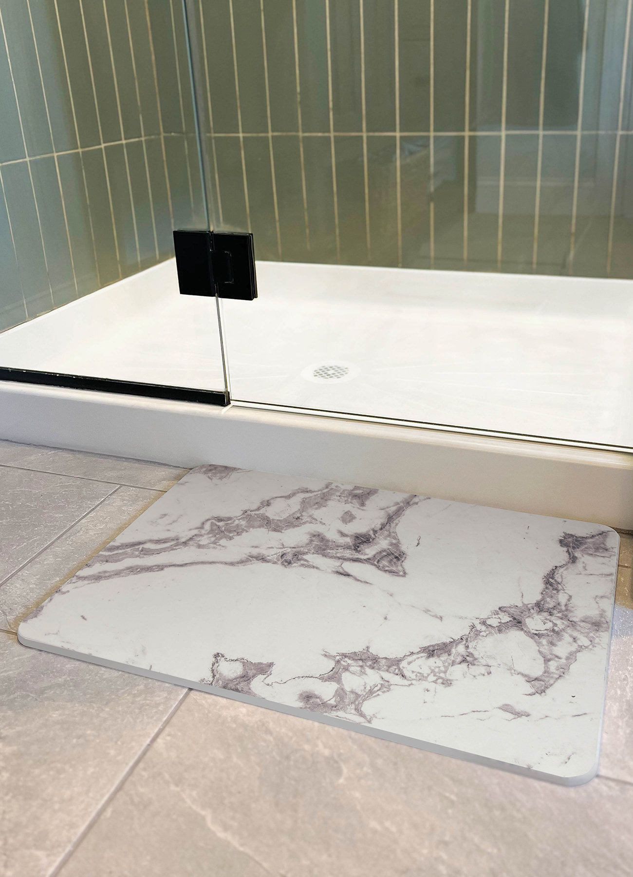 FloorPops Marble Grey Stone Quick Drying Mat | Wayfair