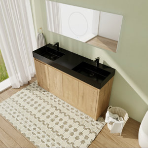 Wade Logan® Carleena 60 Inch Free Standing Double Bathroom Vanity With ...