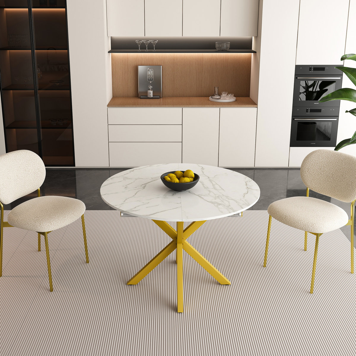 Wrought Studio™ Retractable Dining Table, Round Dining Table ...