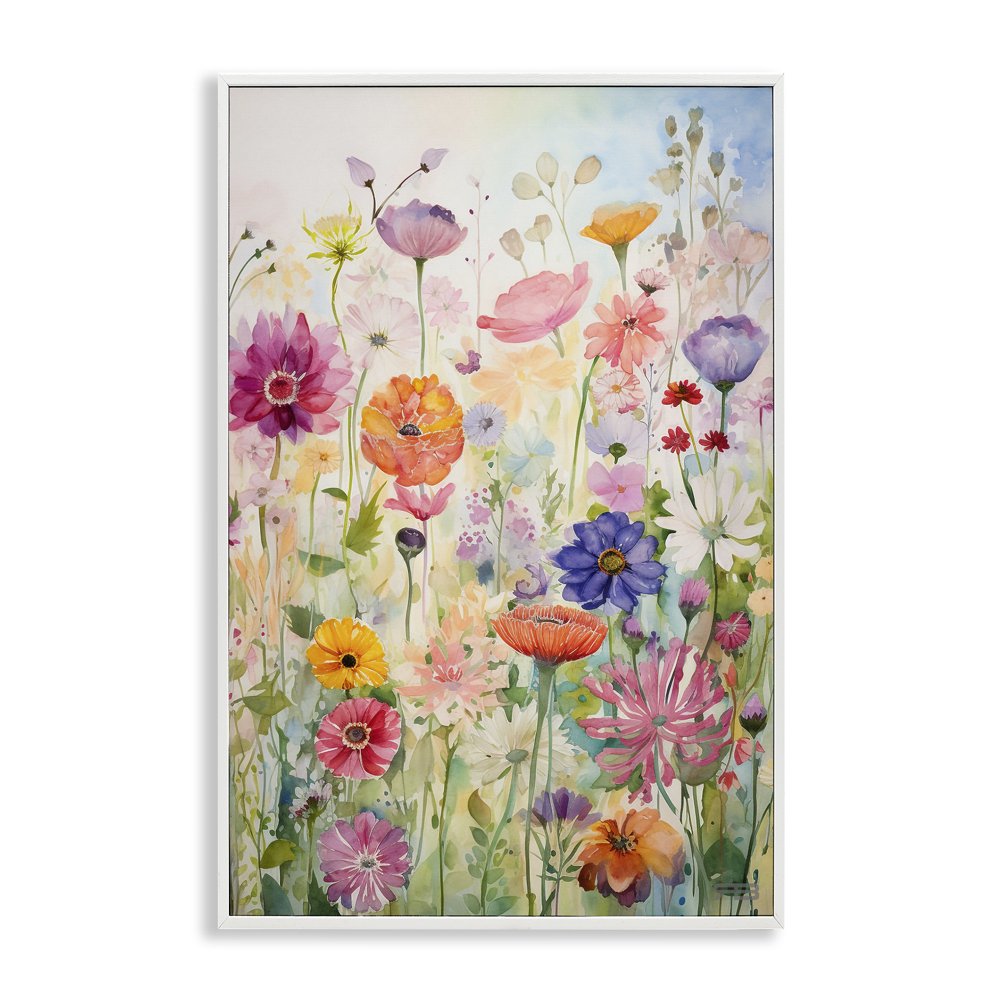 Winston Porter Bright Floral Garden White Framed Giclee Art by Roozbeh ...