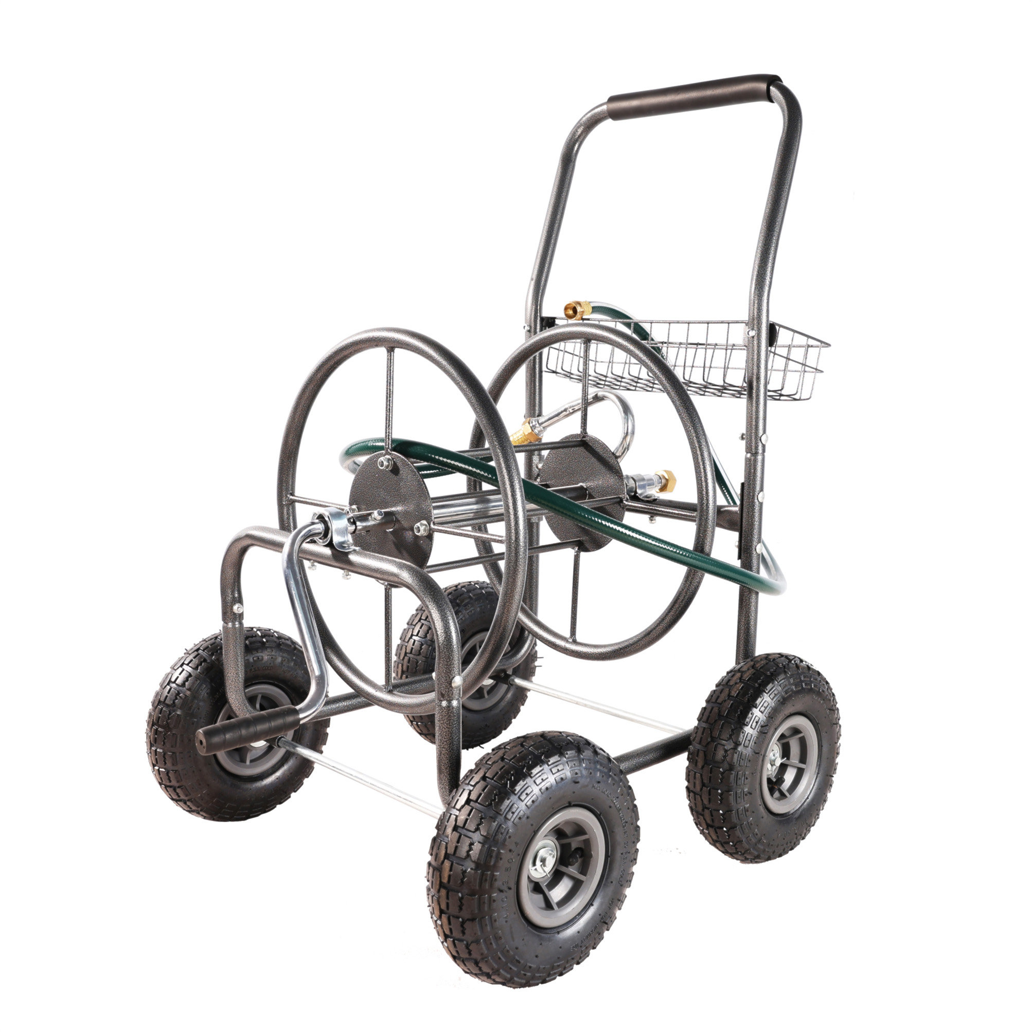 HLILish Garden Hose Reel Cart - 4 Wheels Portable Garden Hose Reel Cart ...