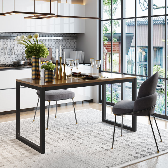 17 Stories Adsila Metal Base Dining Table & Reviews | Wayfair