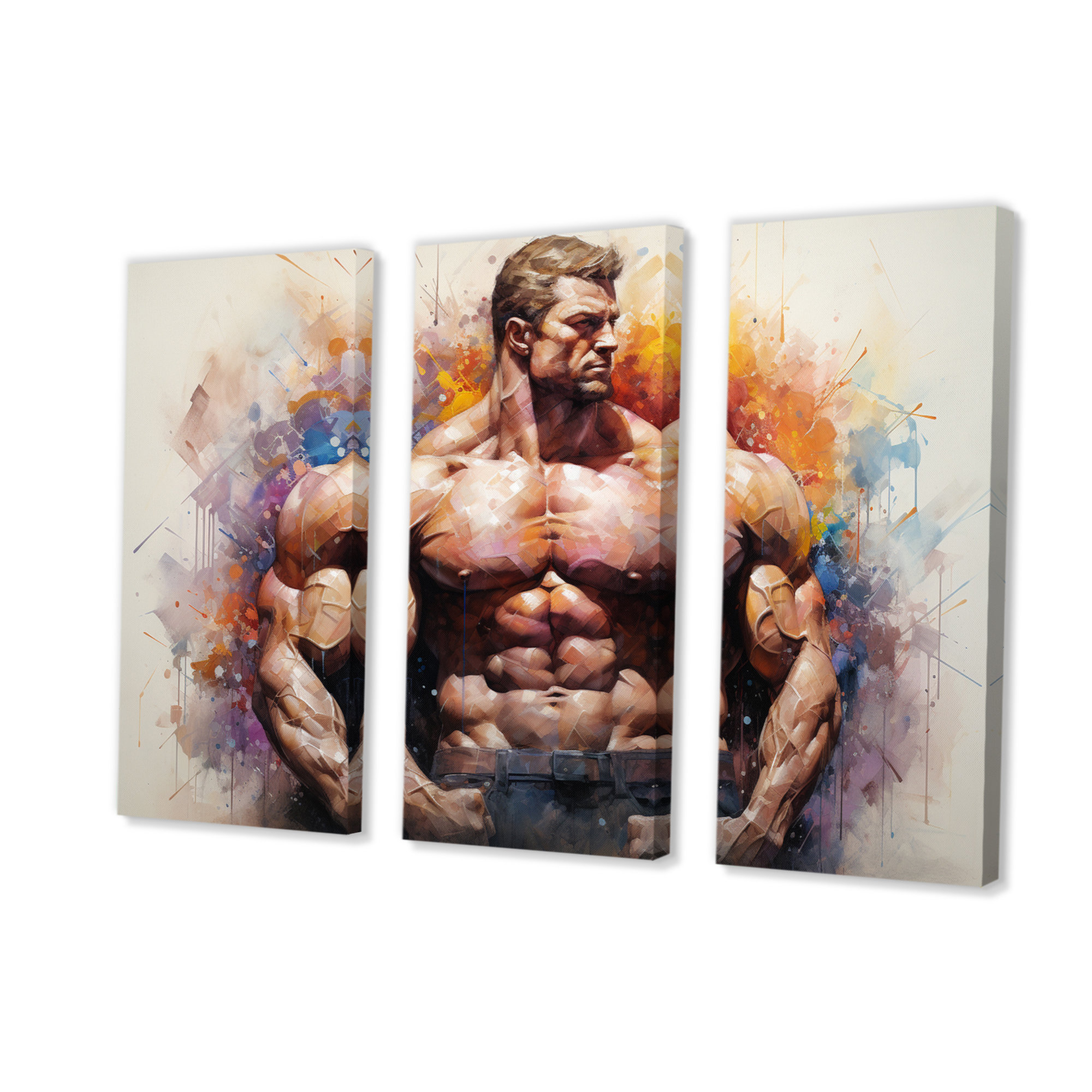 Winston Porter Bodybuilding Muscle Symphony I On Canvas 3 Pieces Print ...