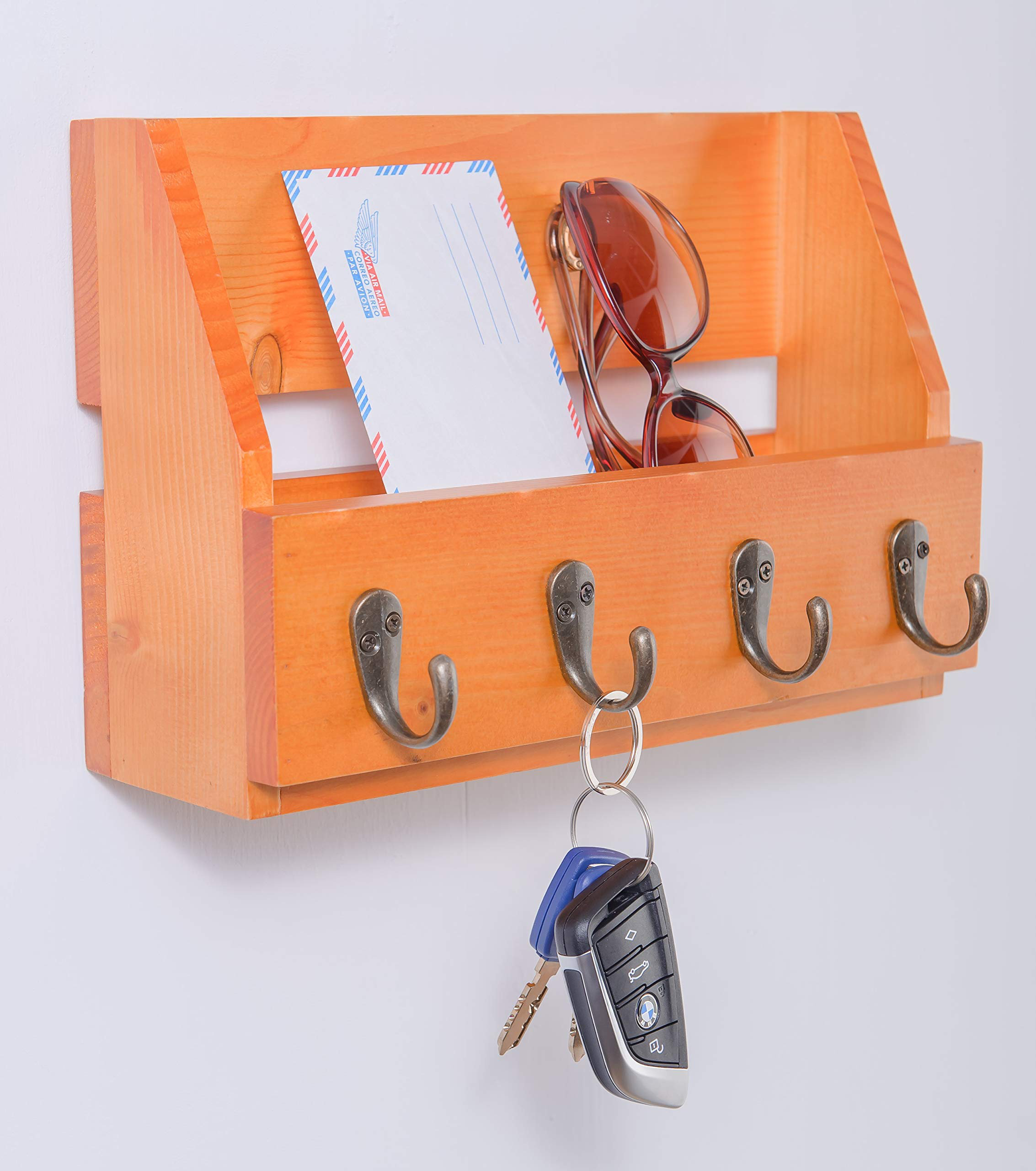 TUHOME FURNITURE LLC Made Of Solid Wood Wall Mounted Key And Mail Rack ...
