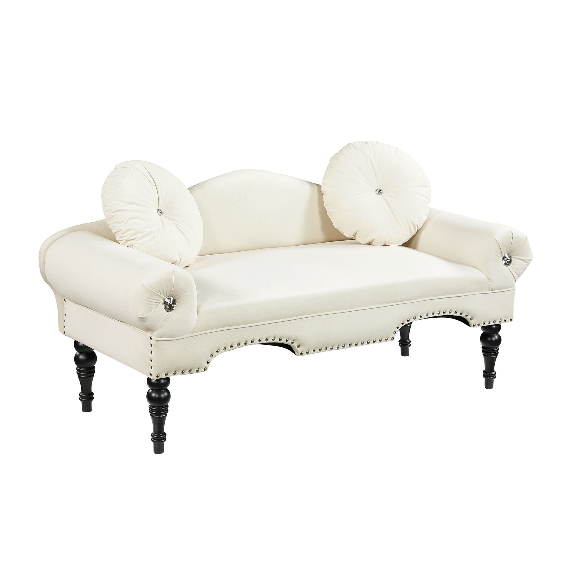 George Oliver 54" Velvet Settee With Kiln - Dried Wood Frame And 400 ...