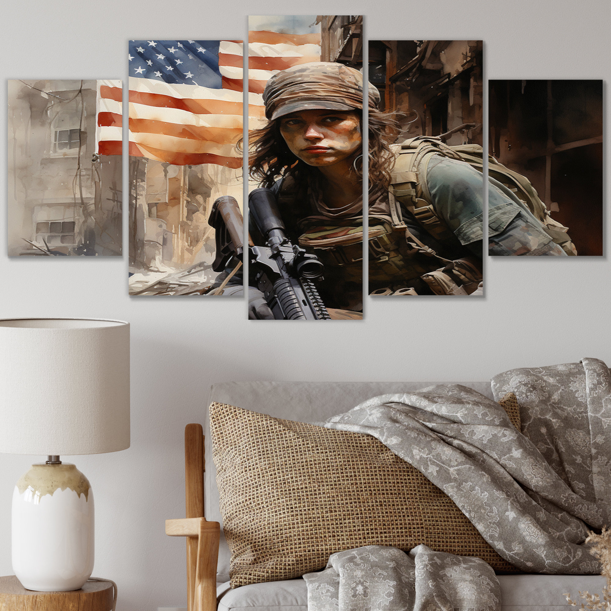 Design Art Us Military In Mission V - Army Wall Art Print - 5 Panels ...