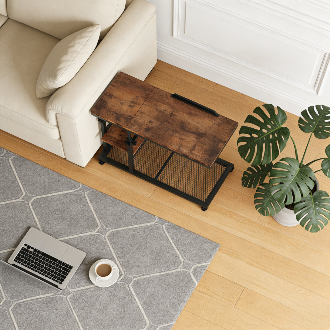17 Stories Height Adjustable Mobile Side Table with Tiltable Board ...