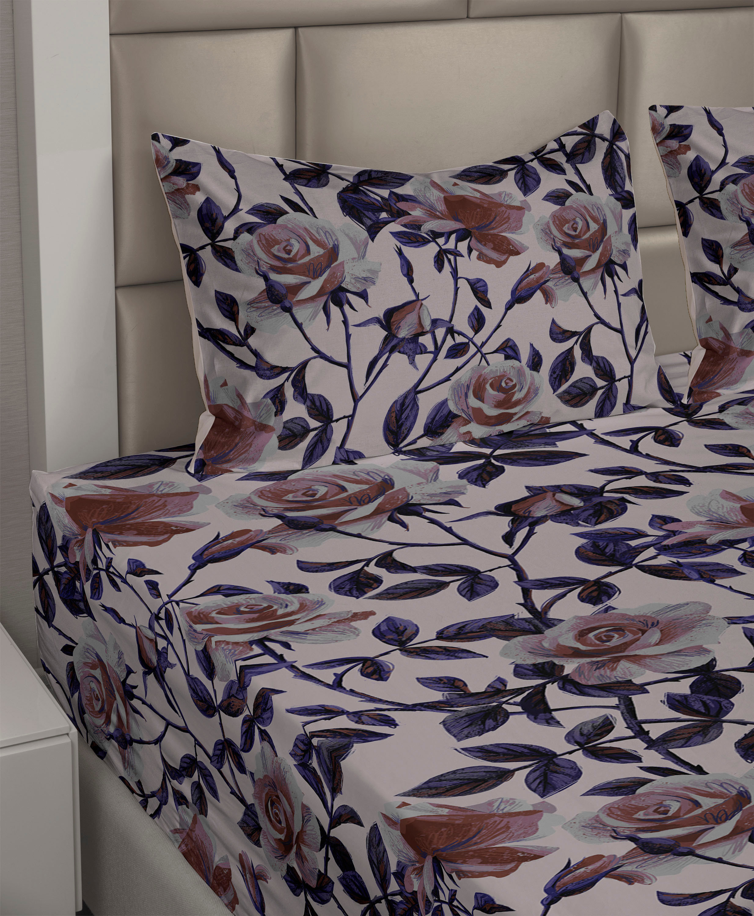 Ambesonne Rose Sheet Set Gothic Flowers Vintage Print Blush Quartz and ...