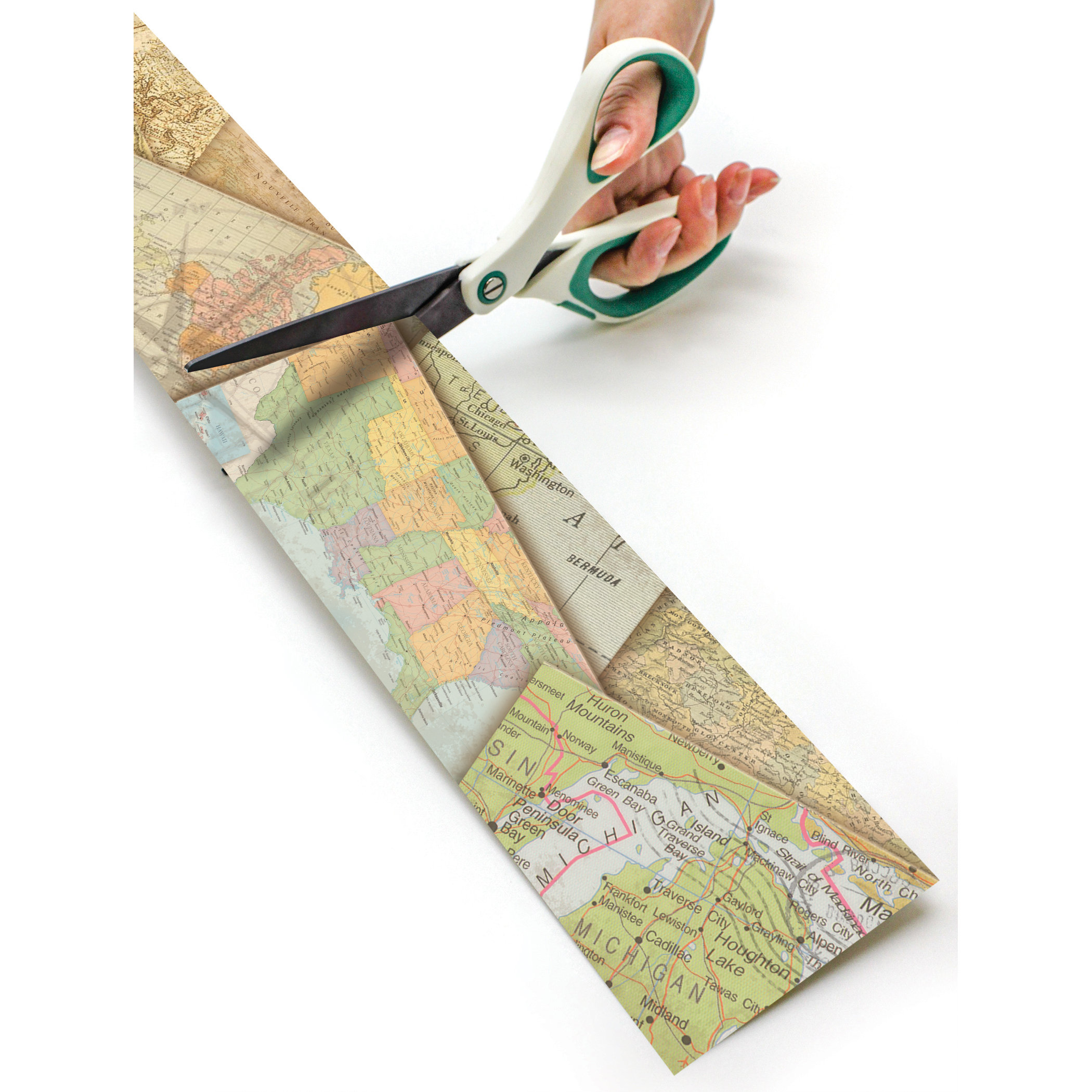 Teacher Created Resources Travel the Map Straight Rolled Border Trim ...