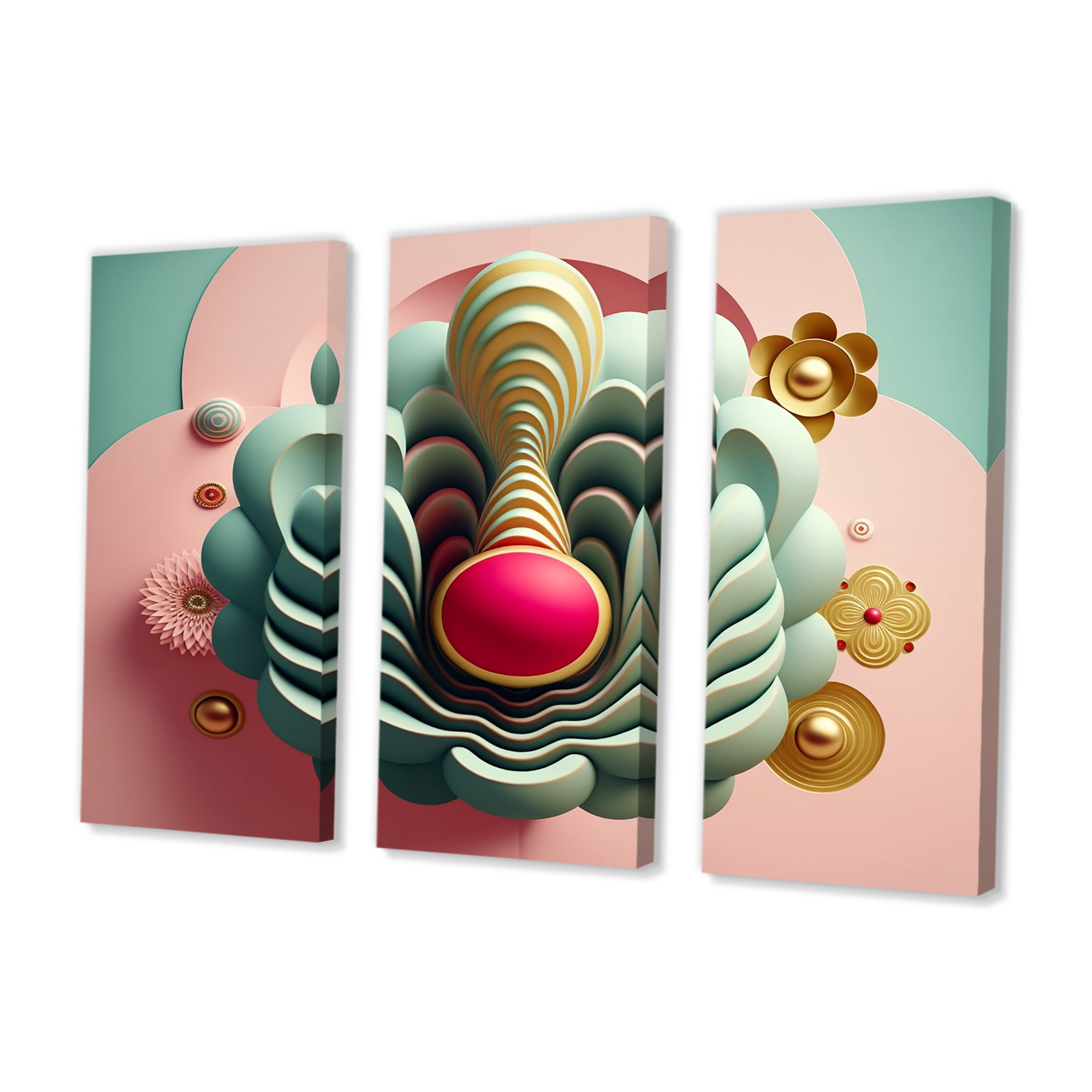 Mercer41 Pastel And Gold Playfulness I - Modern Abstract Canvas Wall ...