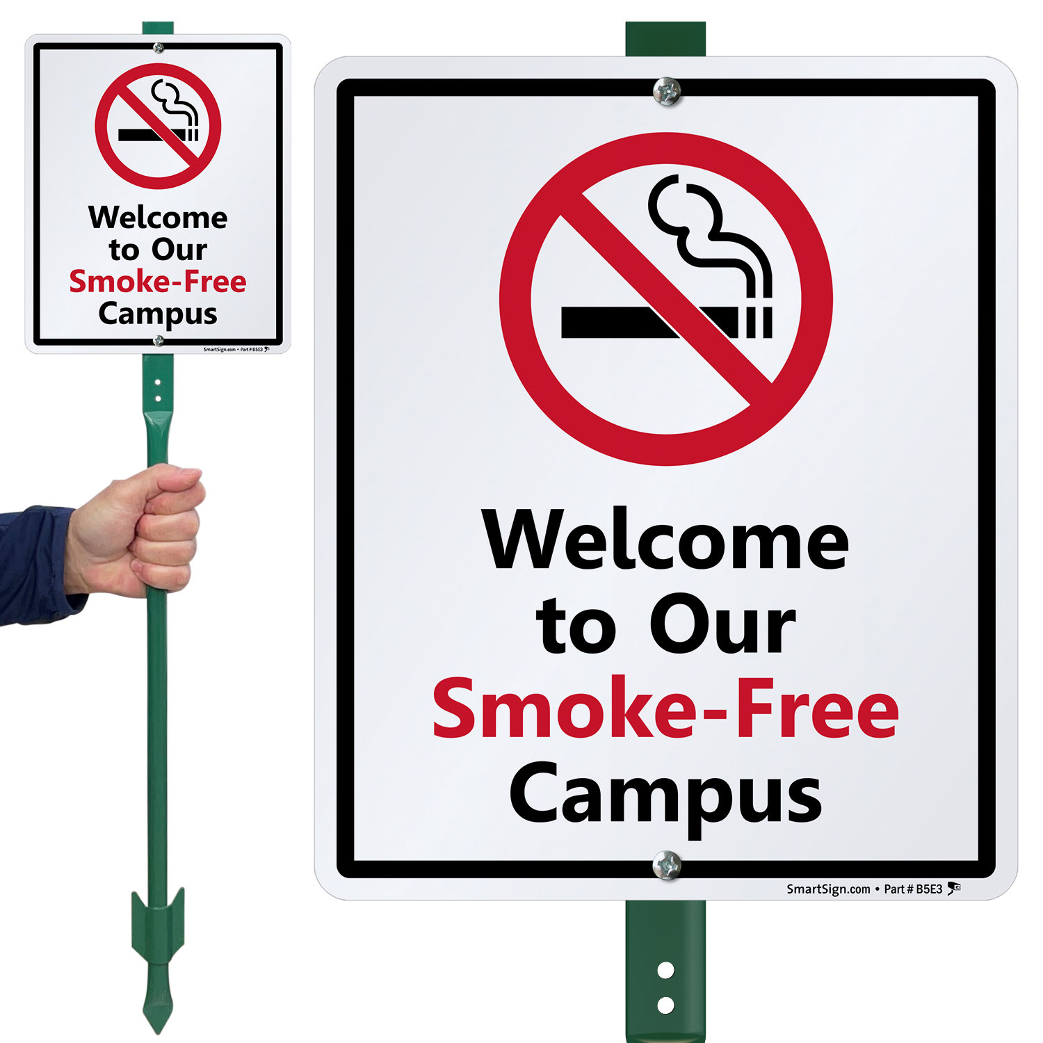 SmartSign Welcome to Our Smoke-Free Campus Sign and Stake Kit | Wayfair