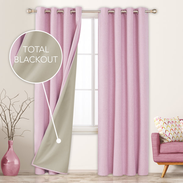 Wade Logan® Lythrodontas Faux Linen Total Blackout Curtain Panels ...