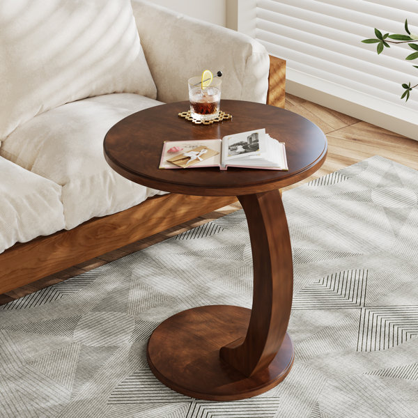 Wrought Studio Solid Wood C-Shaped Round End Table | Wayfair