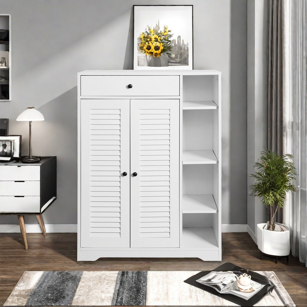 Hokku Designs Freestanding Shoe Storage Cabinet With 2 Shutter Door ...