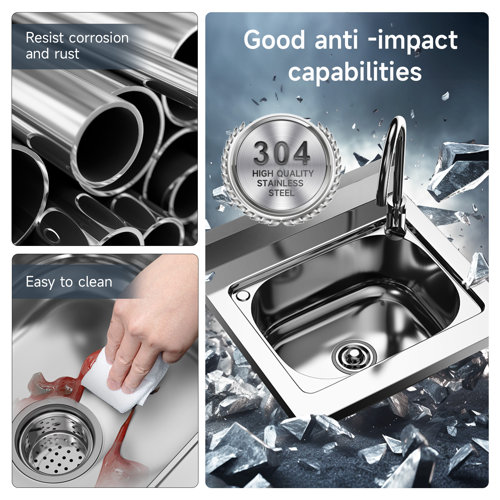 Domccy® 21.6'' L x 19.6'' W Silver Laundry Sink with Faucet | Wayfair