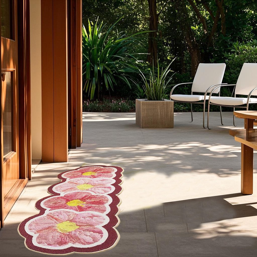 Winston Porter Area Rugs outdoor , Washable flower Irregular Shaped Rug ...